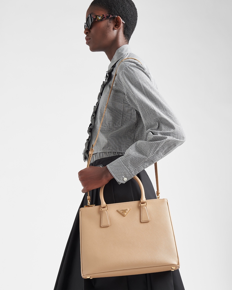 Sand Beige Large Prada Galleria Saffiano Leather Bag | PRADA
