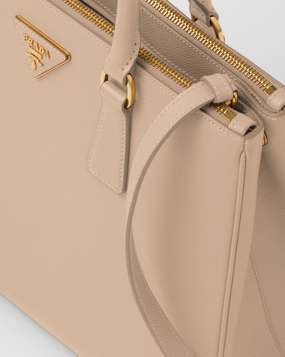 Sand Beige Large Prada Galleria Saffiano Leather Bag | PRADA