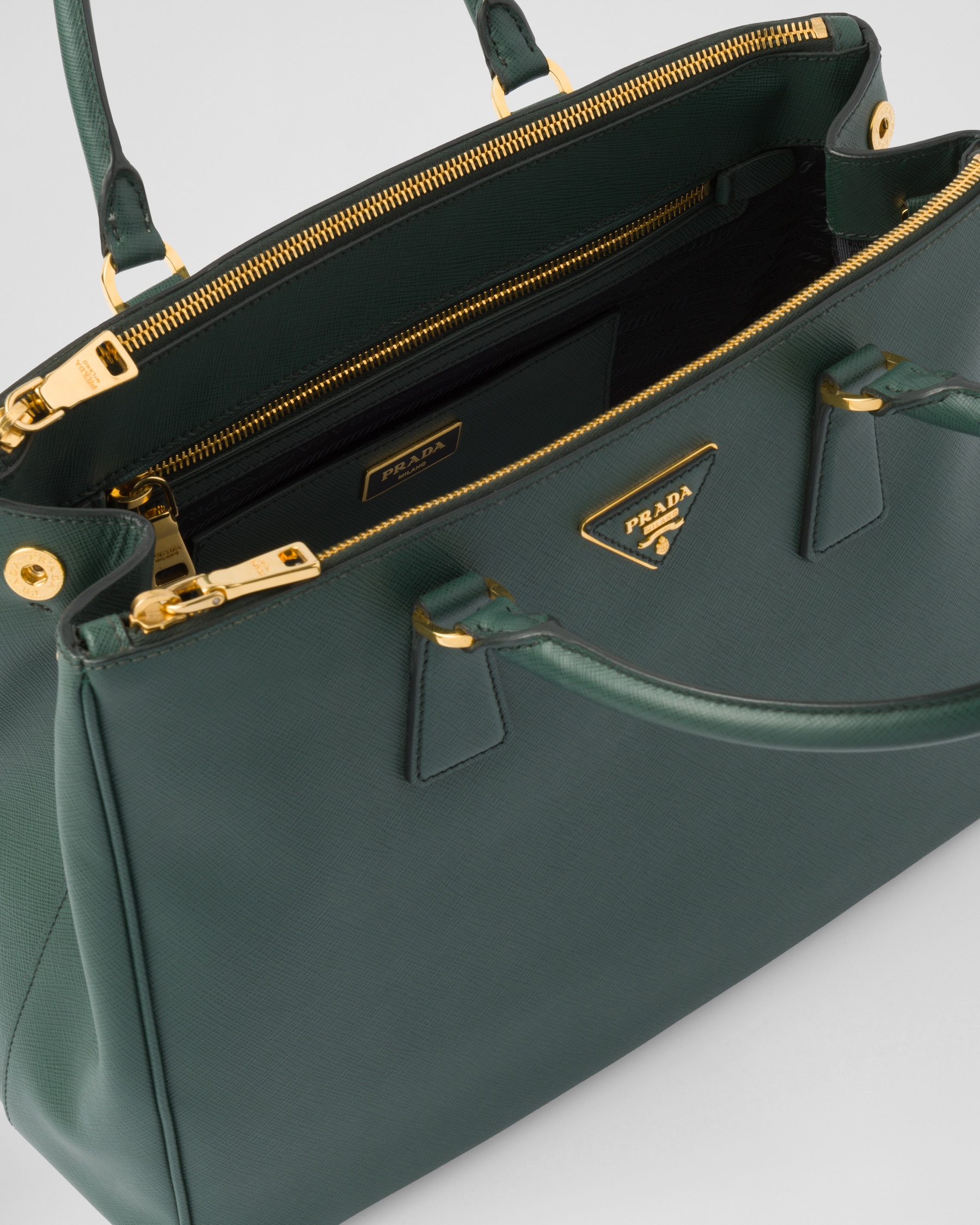 Emerald Green Large Prada Galleria Saffiano Leather Bag | PRADA