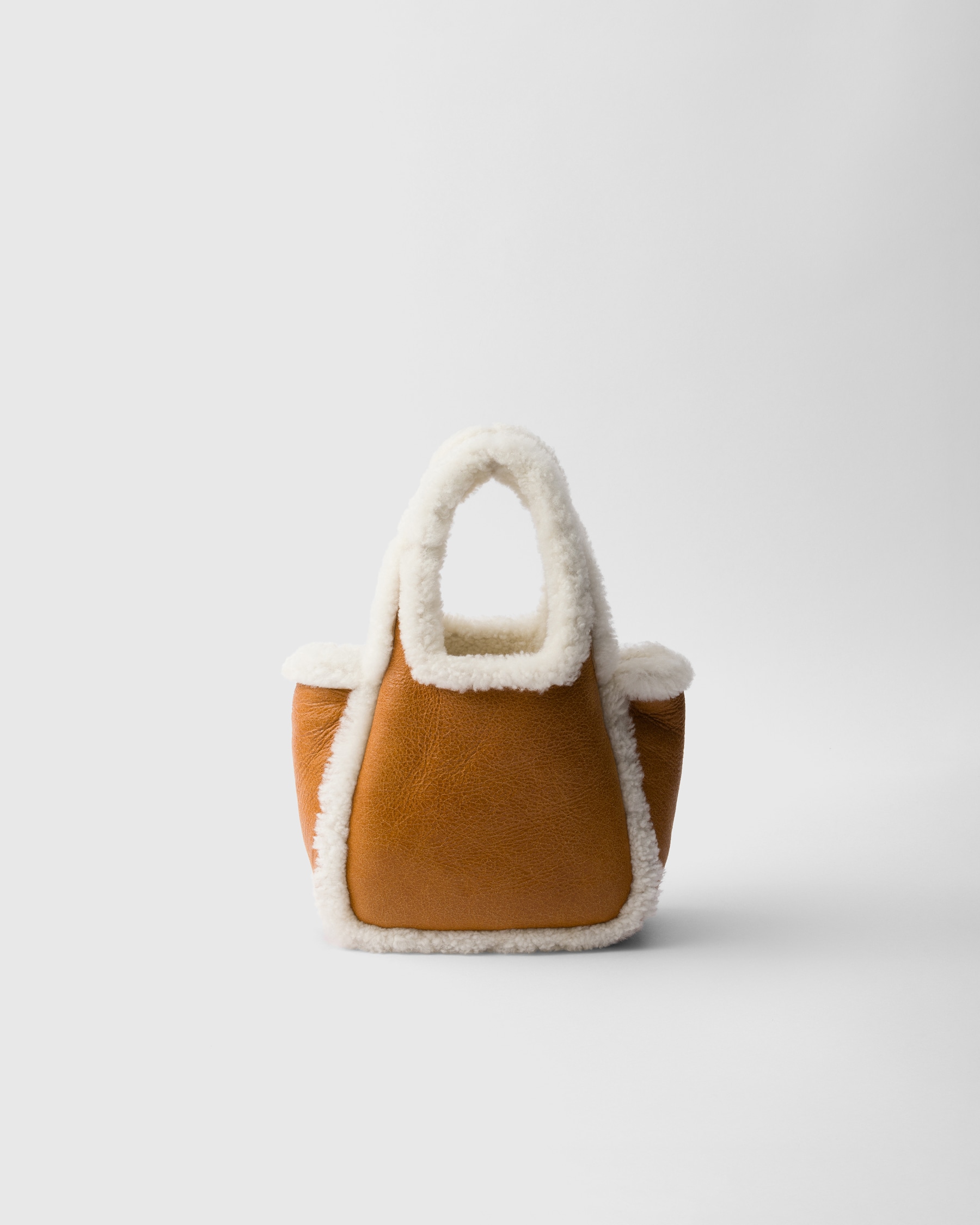 Cognac/natural Shearling Mini Handbag | PRADA