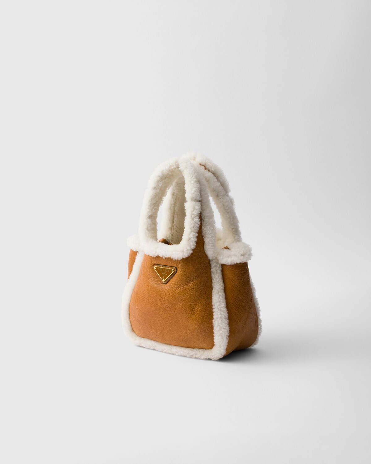 Cognac/natural Shearling Mini Handbag | PRADA
