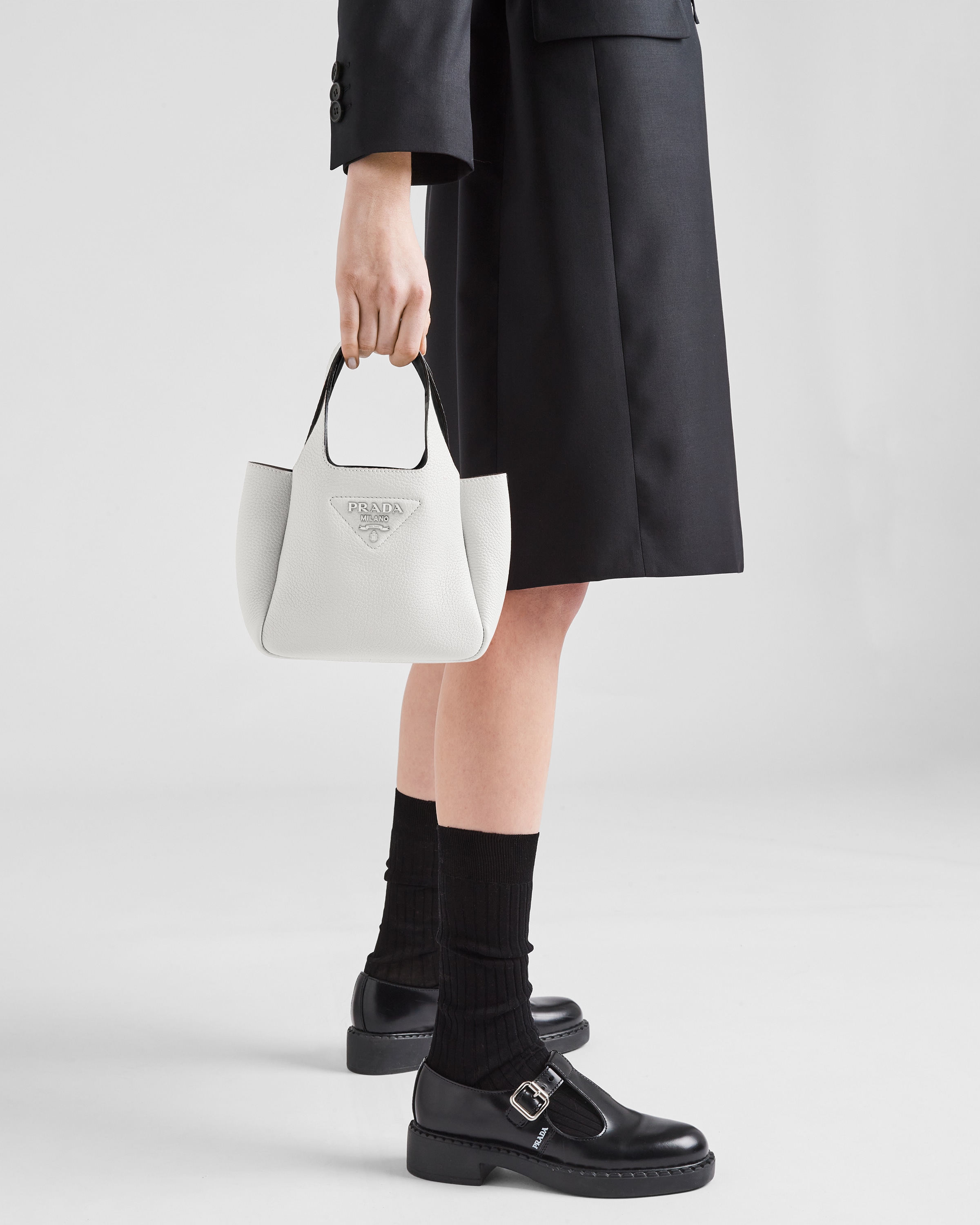 White/black Leather handbag | Prada