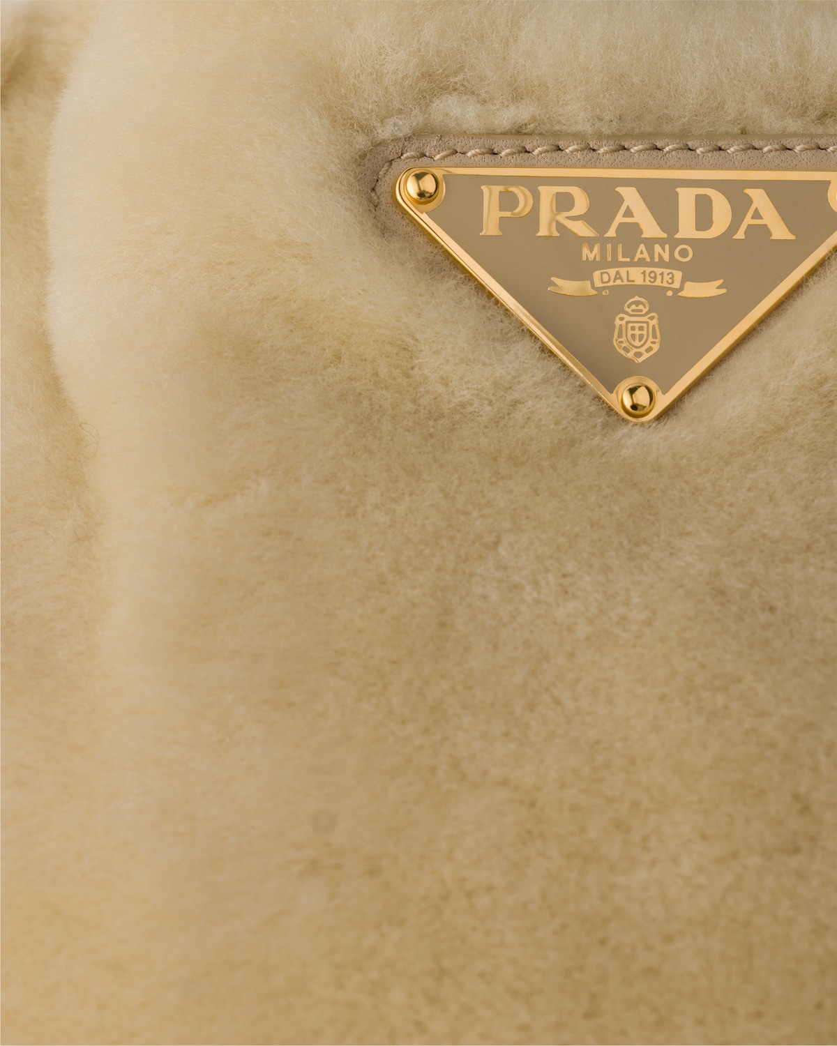 Ecru Shearling Mini Handbag | PRADA