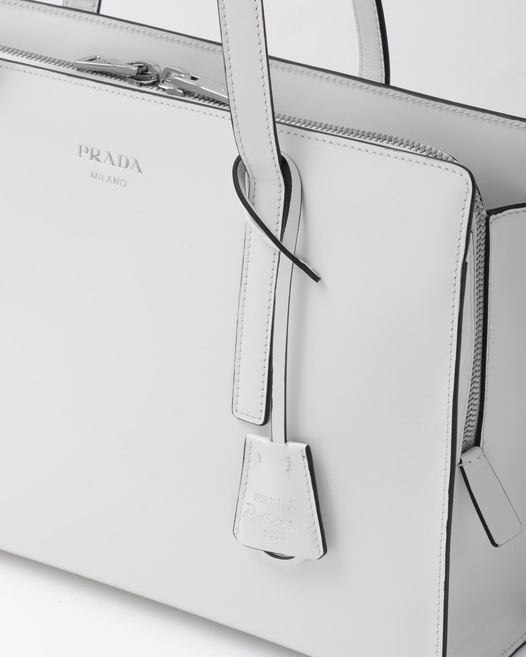 White Prada Re-edition 1995 Brushed-leather Medium Handbag | PRADA