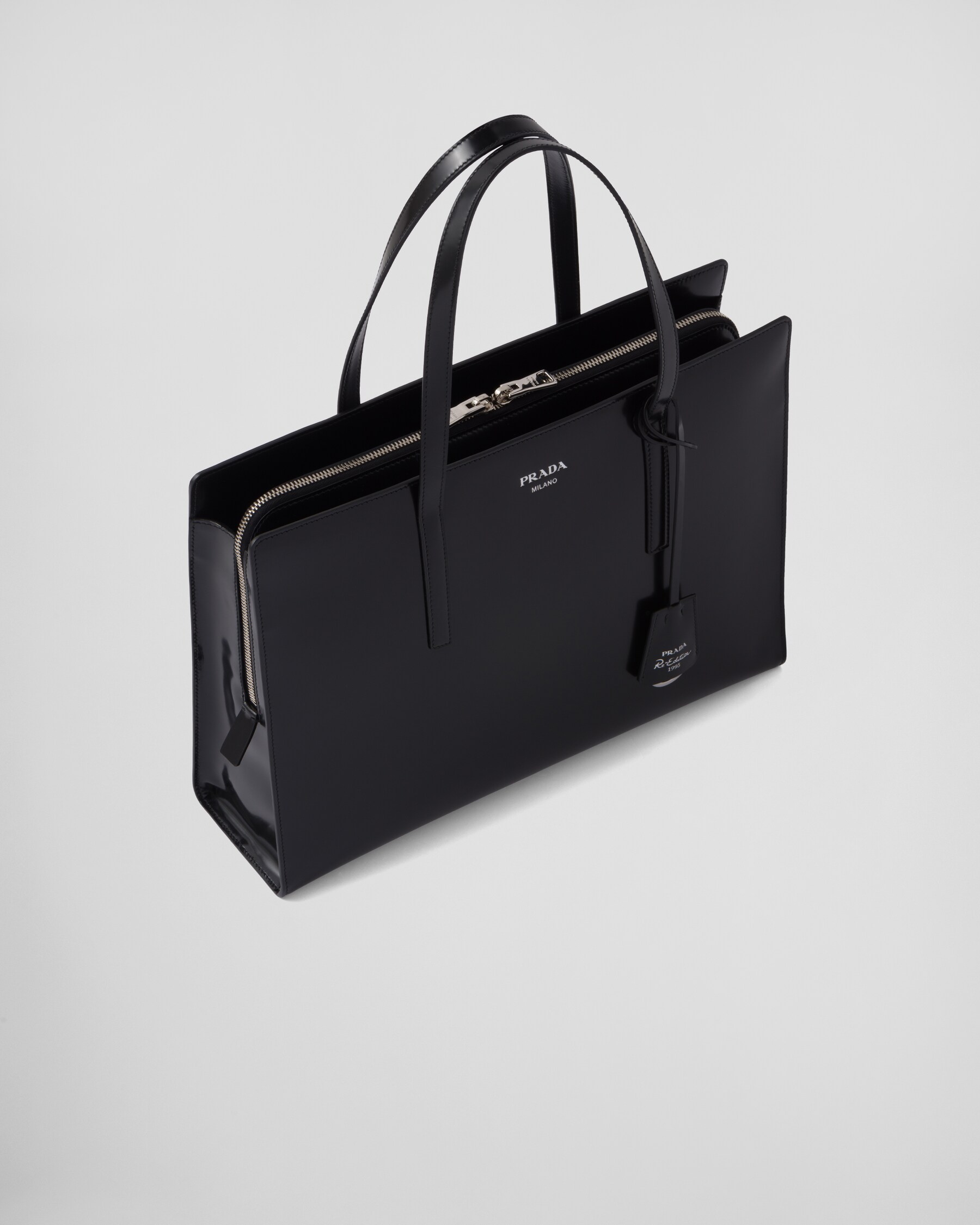 Black Prada Re-edition 1995 Brushed-leather Large Handbag | PRADA