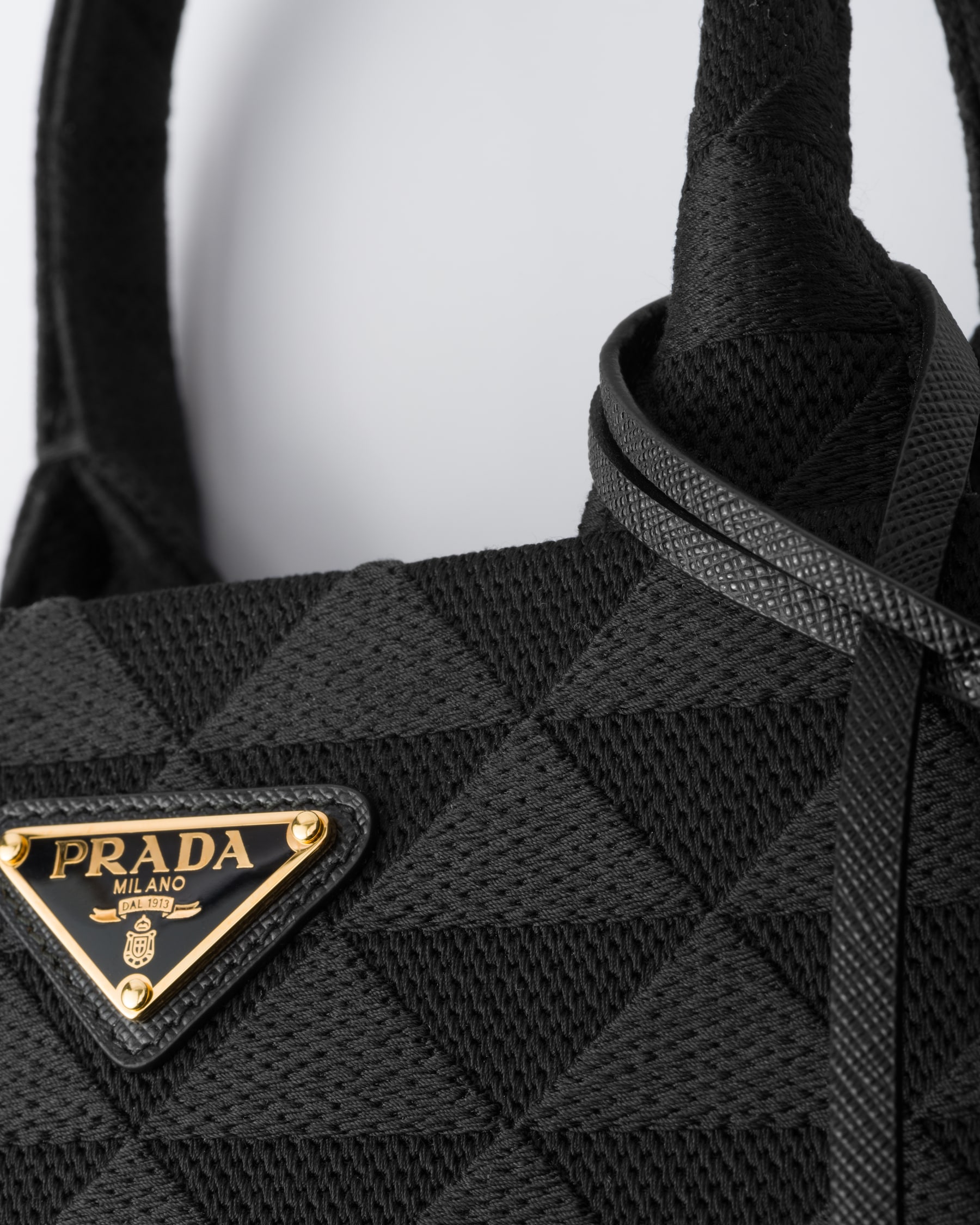 Black Prada Symbole Medium Embroidered Fabric Bag | PRADA