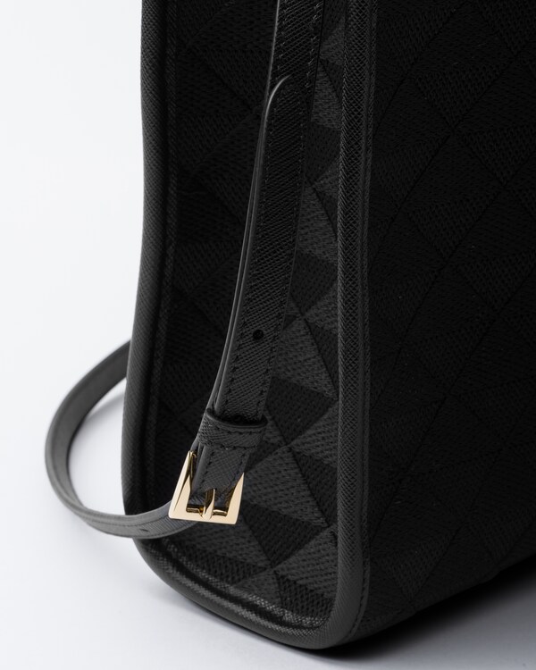 Black Prada Symbole Medium Embroidered Fabric Bag | PRADA