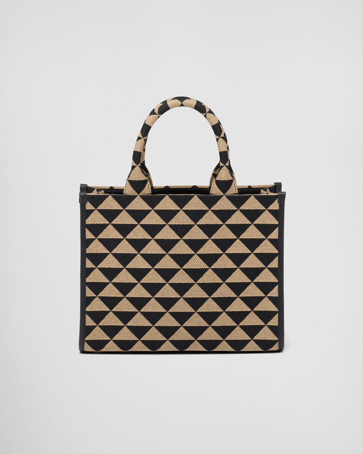 Black/beige Small Prada Symbole Embroidered Fabric Handbag | PRADA