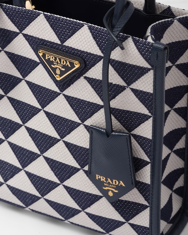 Baltic Blue/chalk White Prada Symbole Embroidered Fabric Mini Bag | PRADA