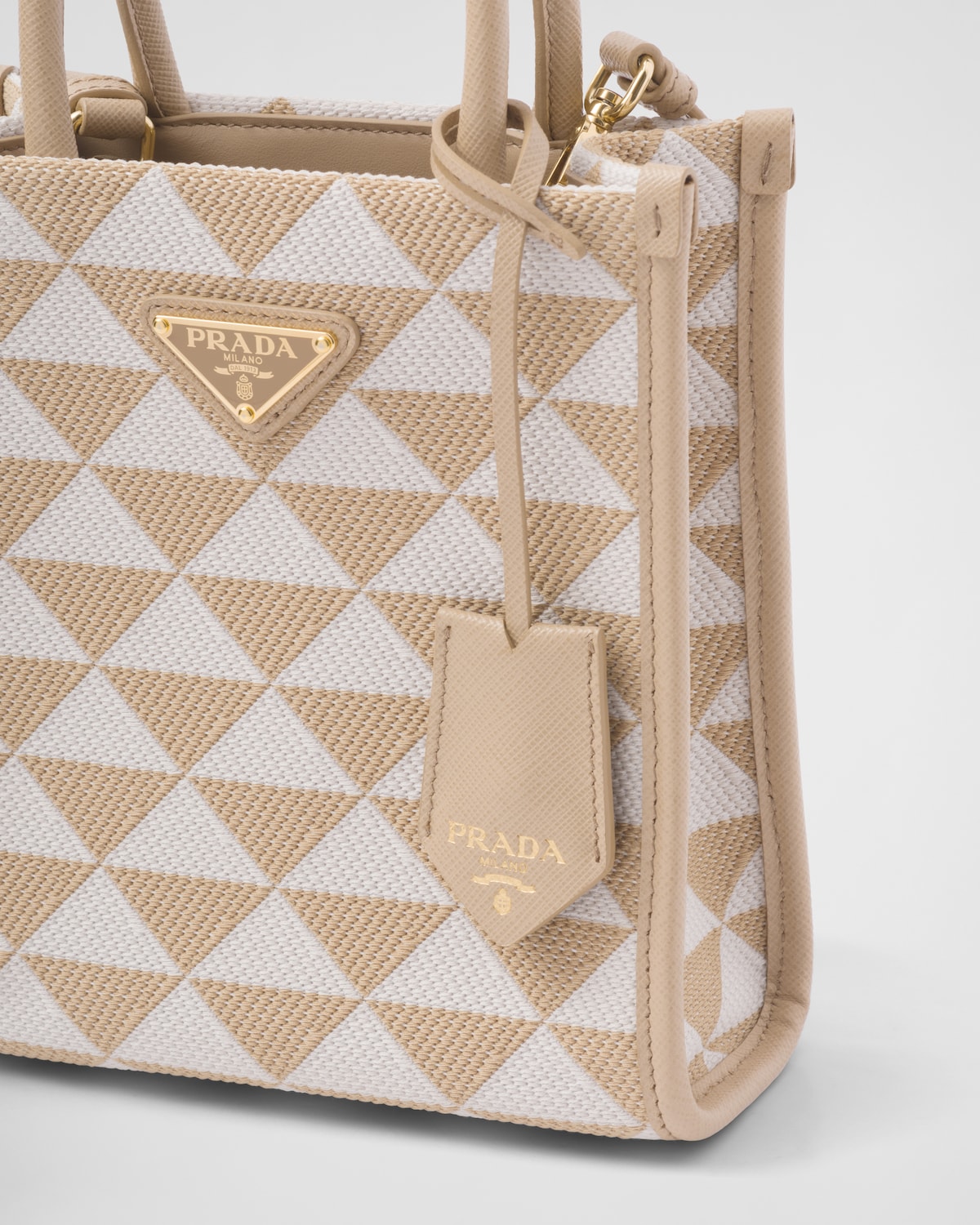 Beige/chalk White Prada Symbole Embroidered Fabric Mini Bag | PRADA