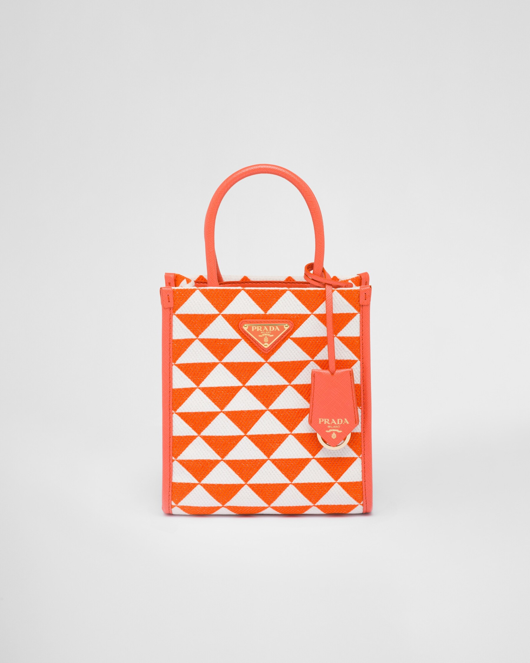 Orange/white Prada Symbole Embroidered Fabric Mini Bag | PRADA