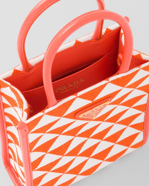 Orange/white Prada Symbole Embroidered Fabric Mini Bag | PRADA