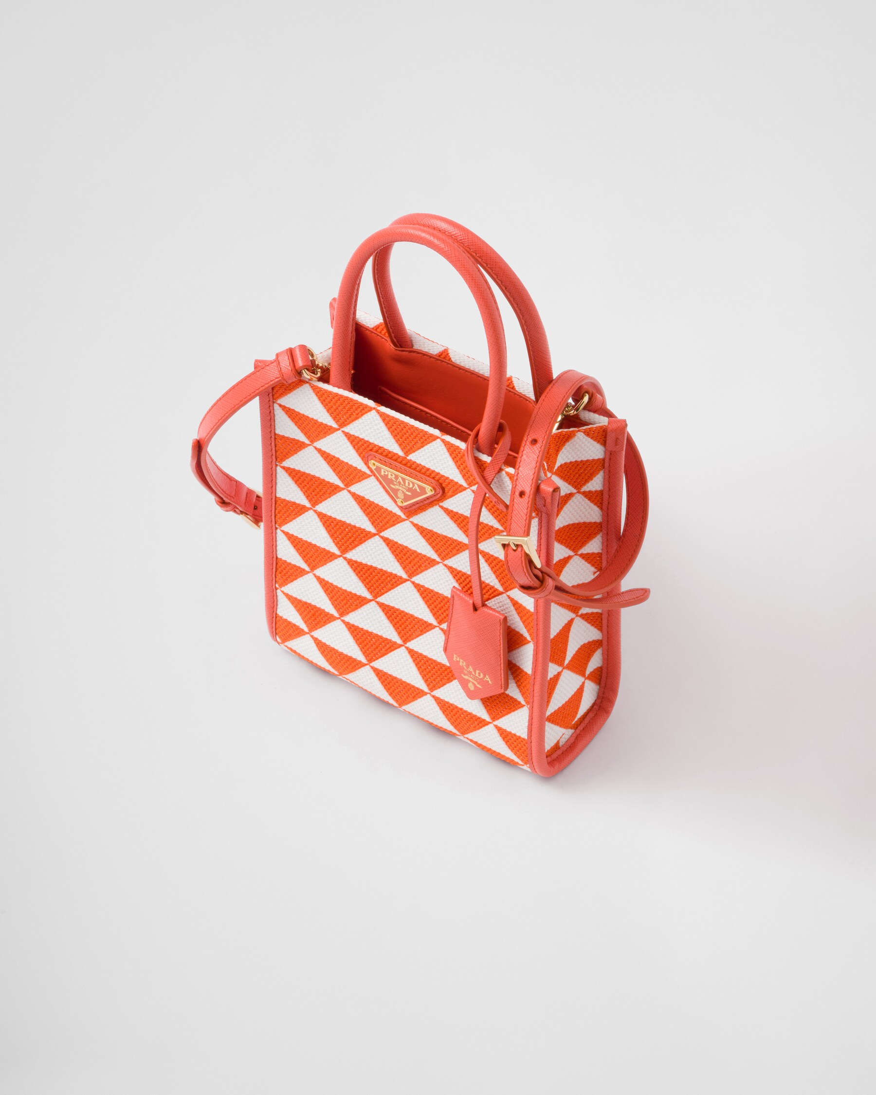 Orange/white Prada Symbole Embroidered Fabric Mini Bag | PRADA