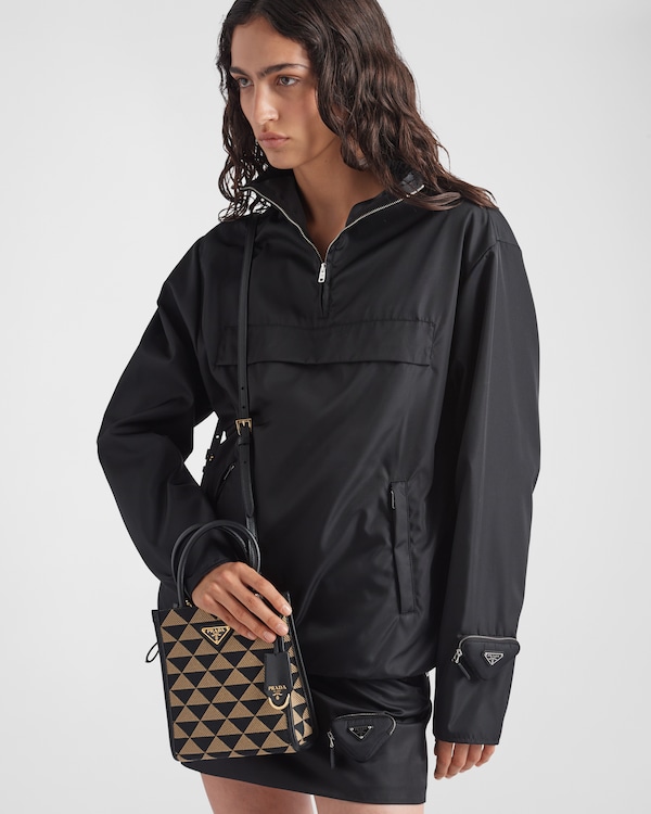 Black/beige Prada Symbole Embroidered Fabric Mini Bag | PRADA