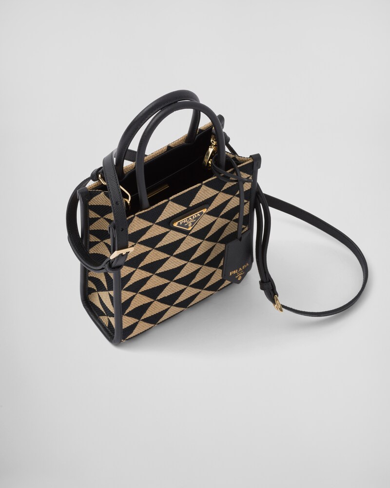 Black/beige Prada Symbole Embroidered Fabric Mini Bag | PRADA