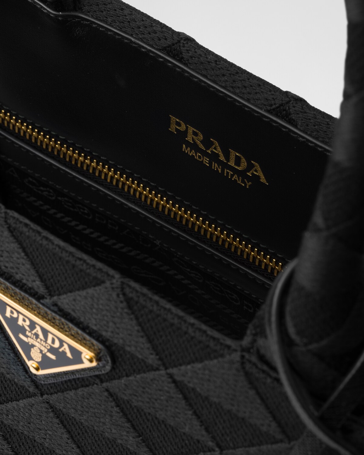 Black Prada Symbole Large Embroidered Fabric Bag | PRADA