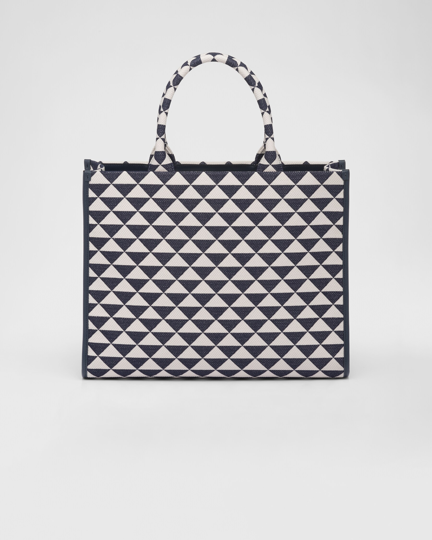 Baltic Blue/chalk White Large Prada Symbole Embroidered Fabric Handbag ...