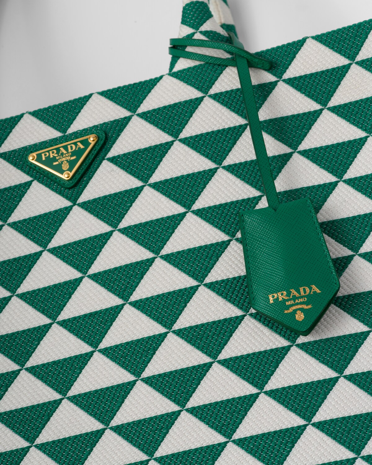 Mango/white Large Prada Symbole Embroidered Fabric Handbag | PRADA