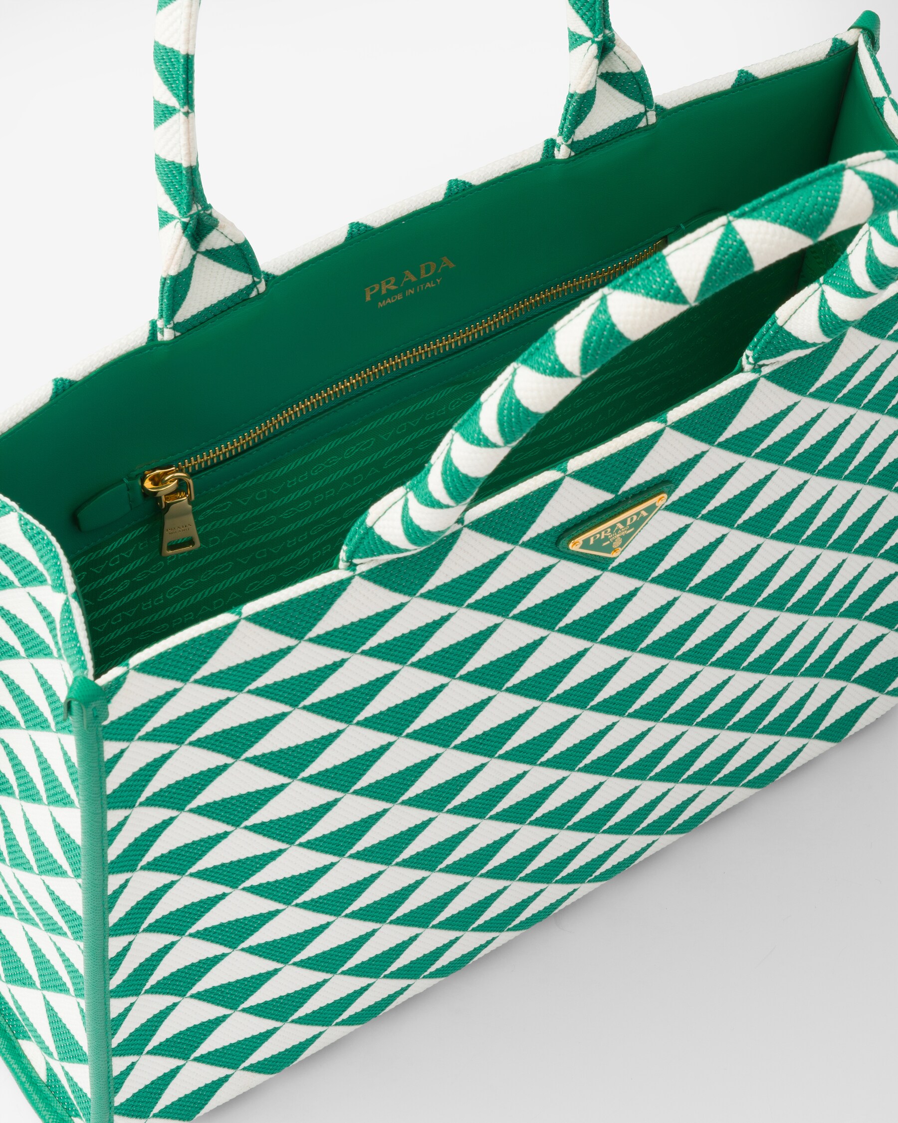 Mango/white Large Prada Symbole Embroidered Fabric Handbag | PRADA