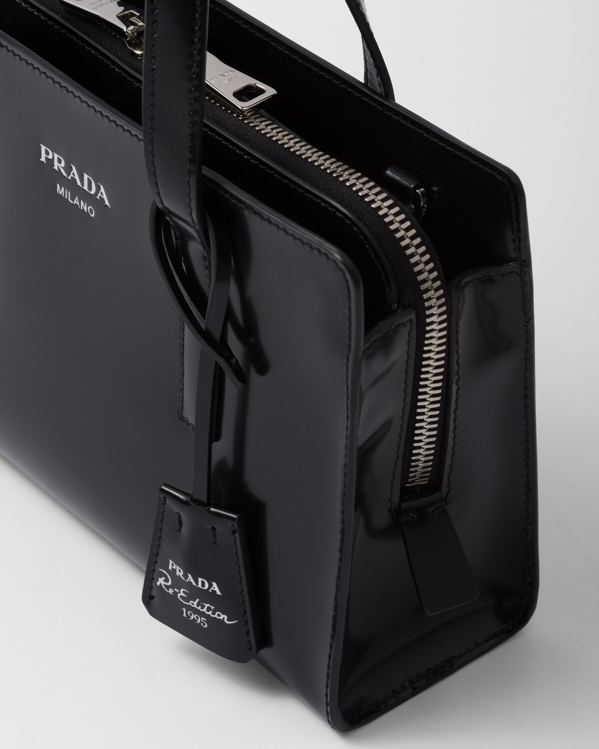 Black Prada Re-edition 1995 Brushed-leather Mini Handbag | PRADA