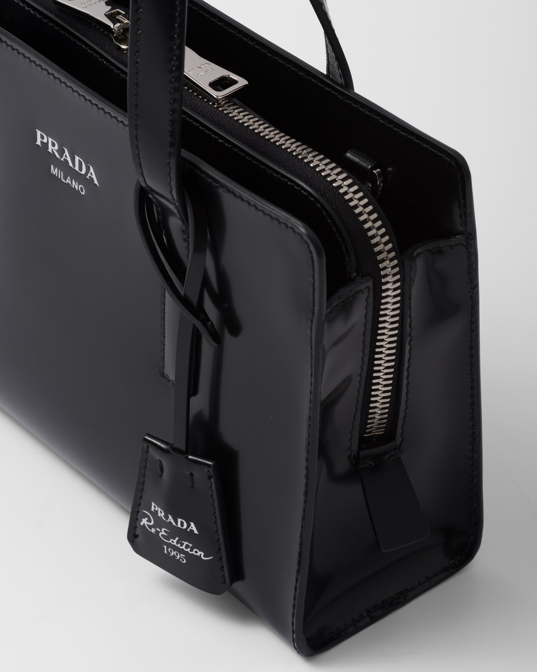 Black Prada Re-edition 1995 Brushed-leather Mini Handbag | PRADA