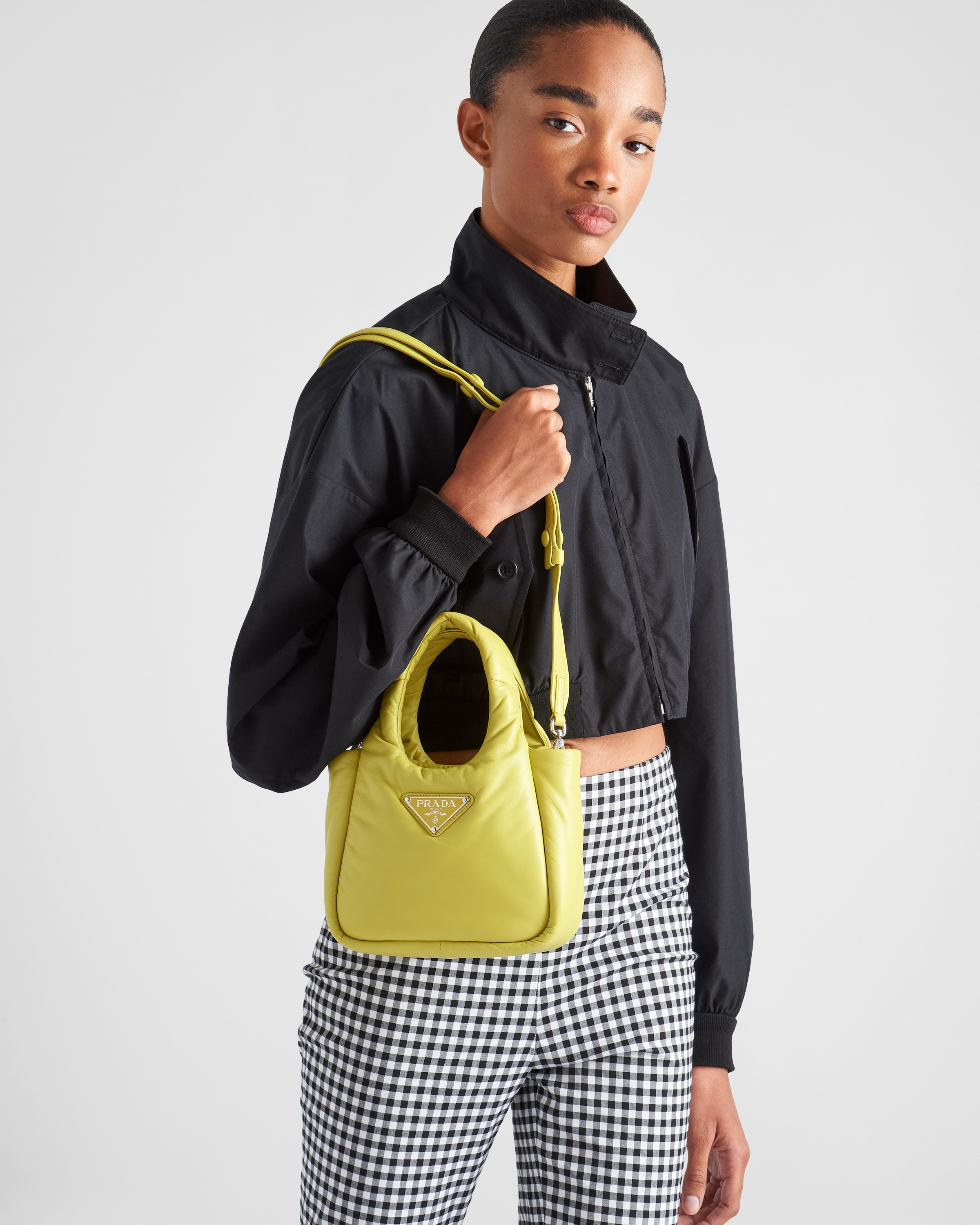 Citron Yellow Small padded Prada Soft nappa-leather bag | Prada