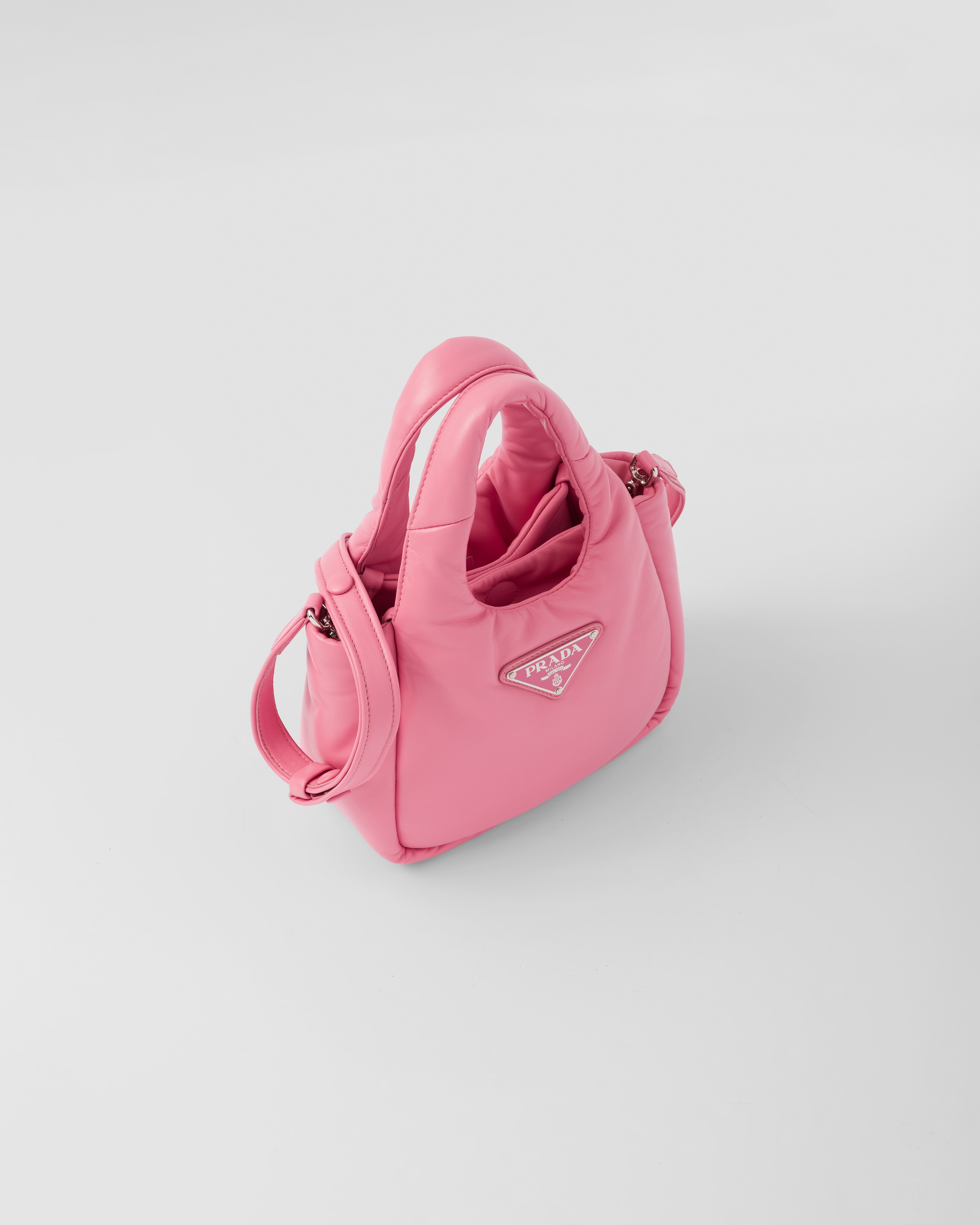 Geranium Pink Small Padded Prada Soft Nappa Leather Bag Prada