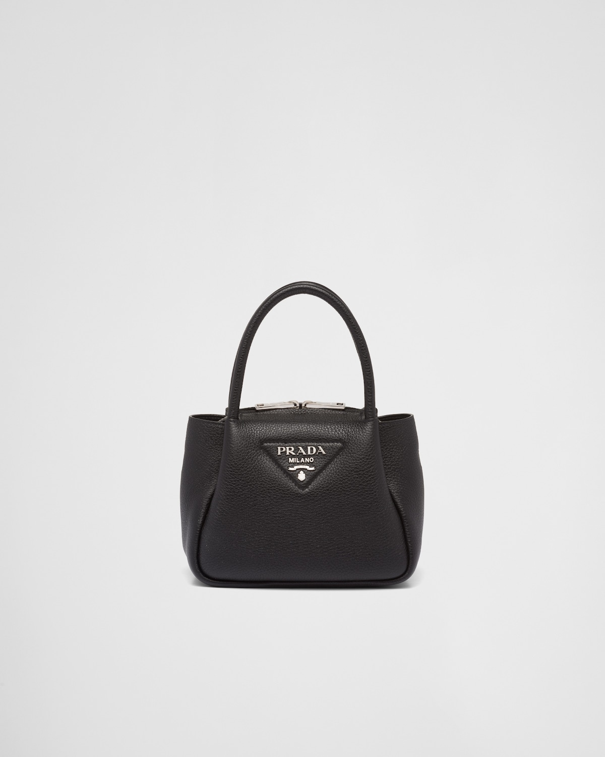 Black Leather Mini Handbag With Zipper Closure | PRADA