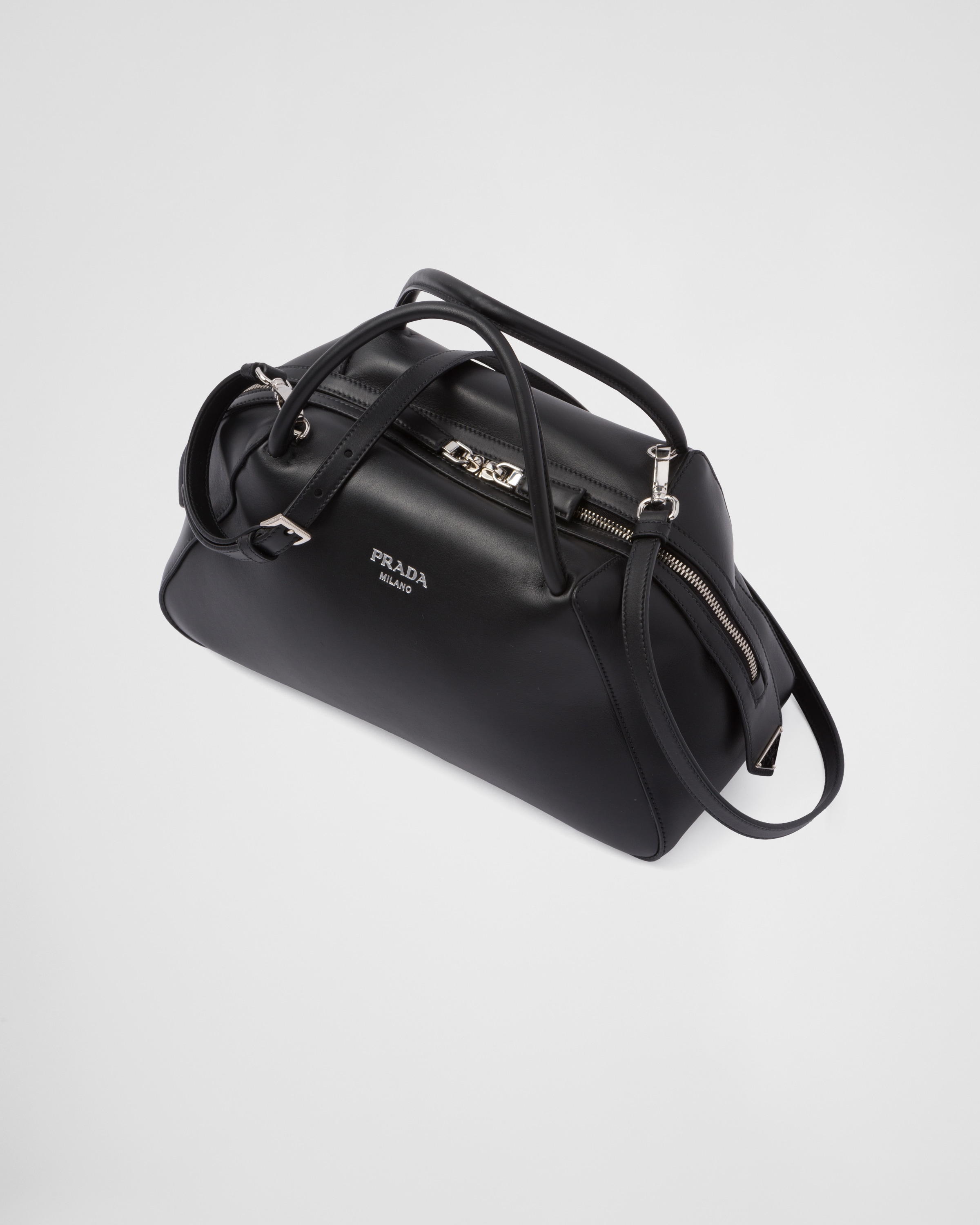 Black Medium leather handbag | Prada