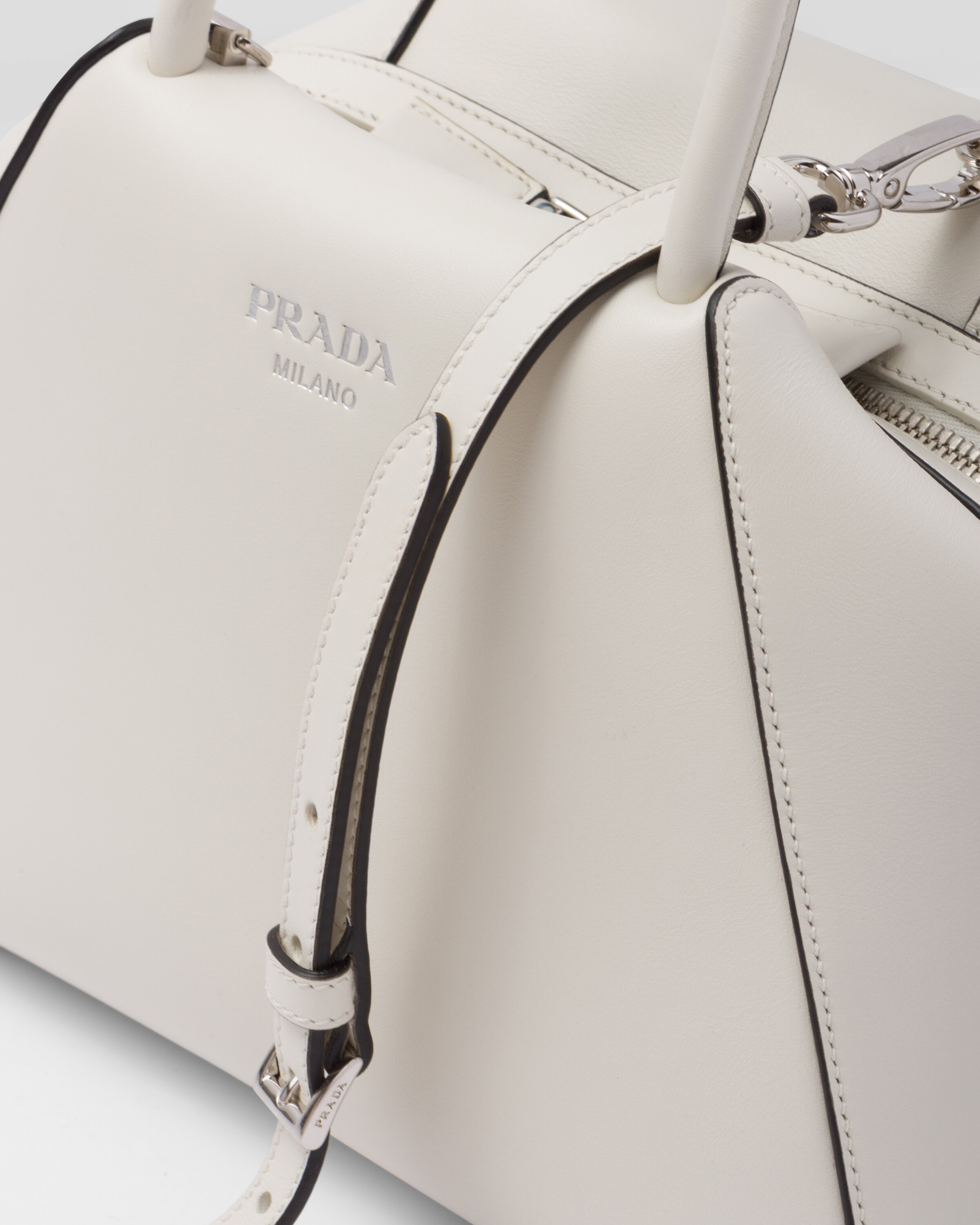White Small leather handbag | Prada
