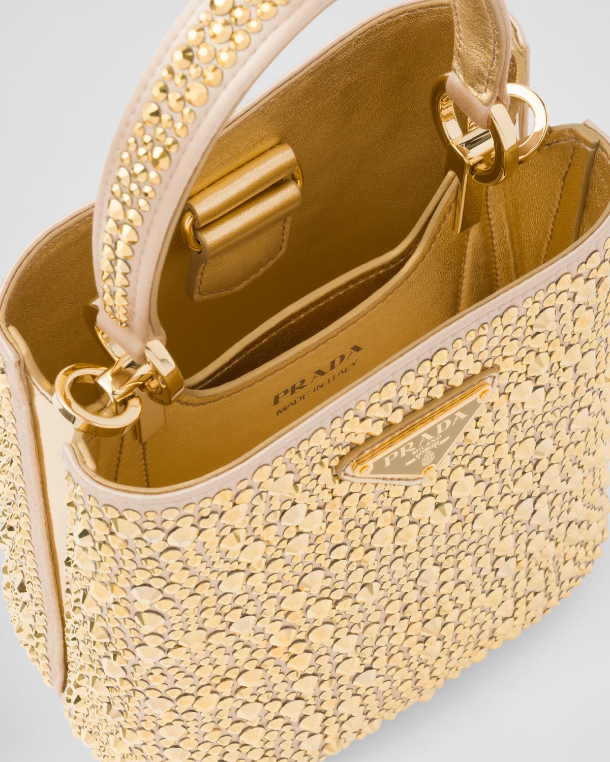 Platinum Prada Panier Satin Bag With Crystals | PRADA