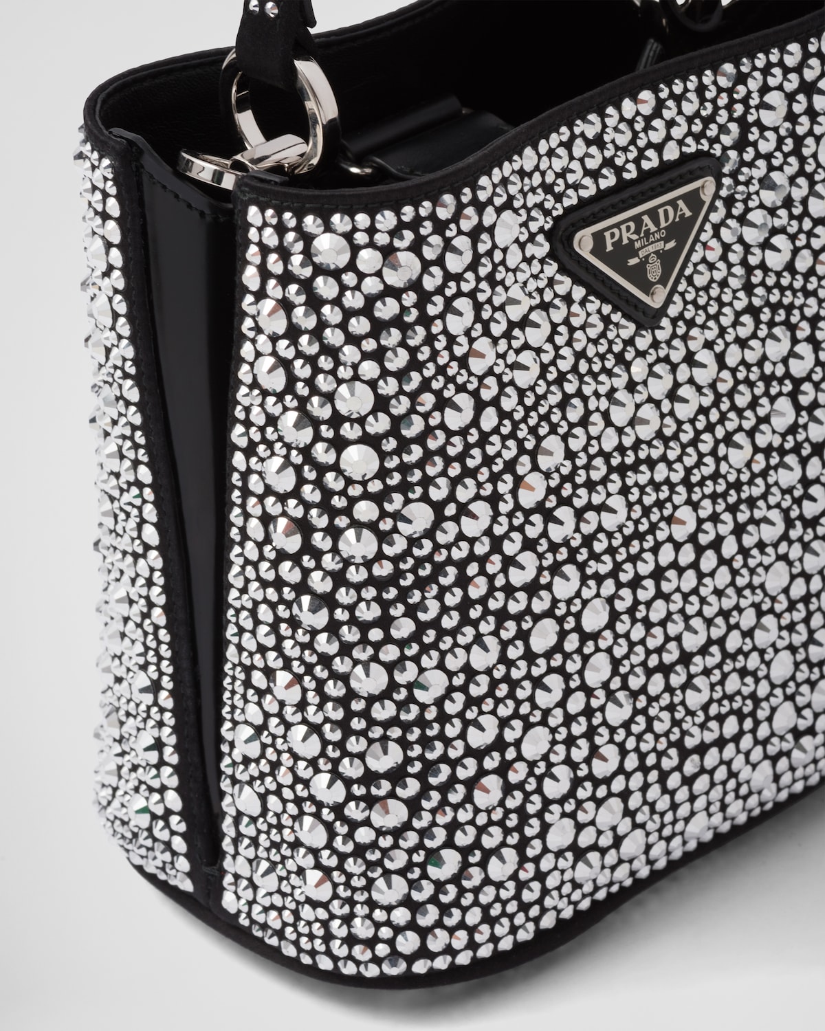 Metal Prada Panier Satin Bag With Crystals | PRADA