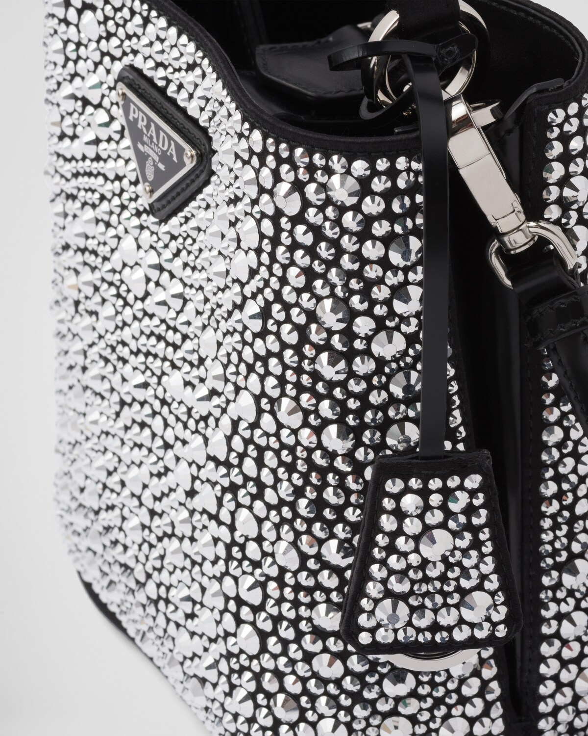 Metal Prada Panier Satin Bag With Crystals | PRADA
