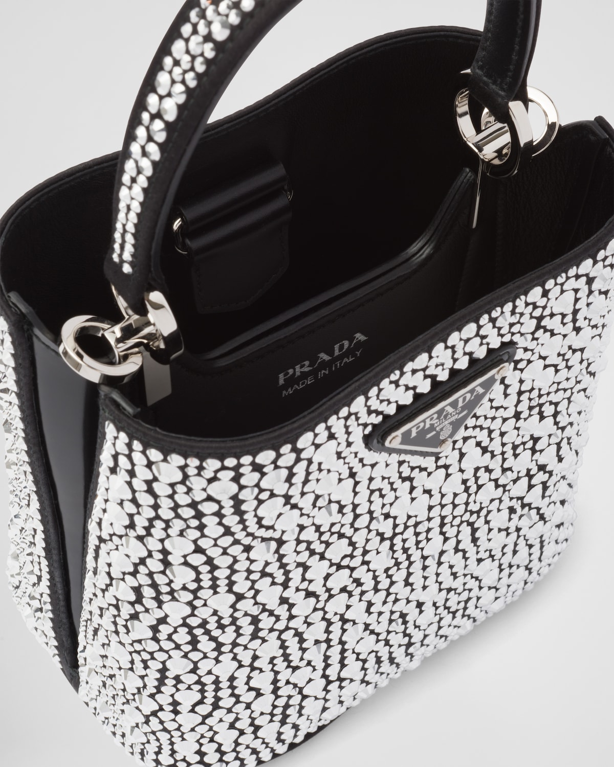 Metal Prada Panier Satin Bag With Crystals | PRADA