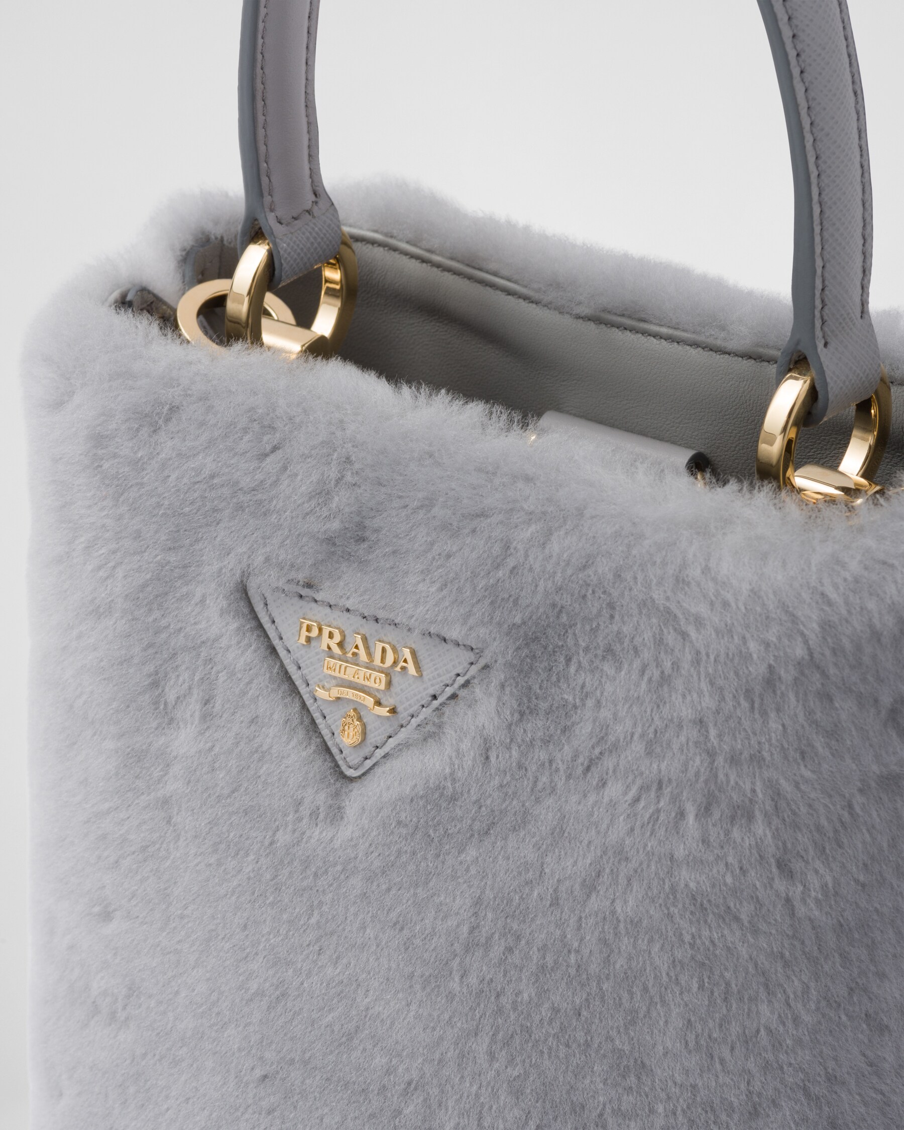 Cornflower Prada Panier Shearling Mini-bag | PRADA