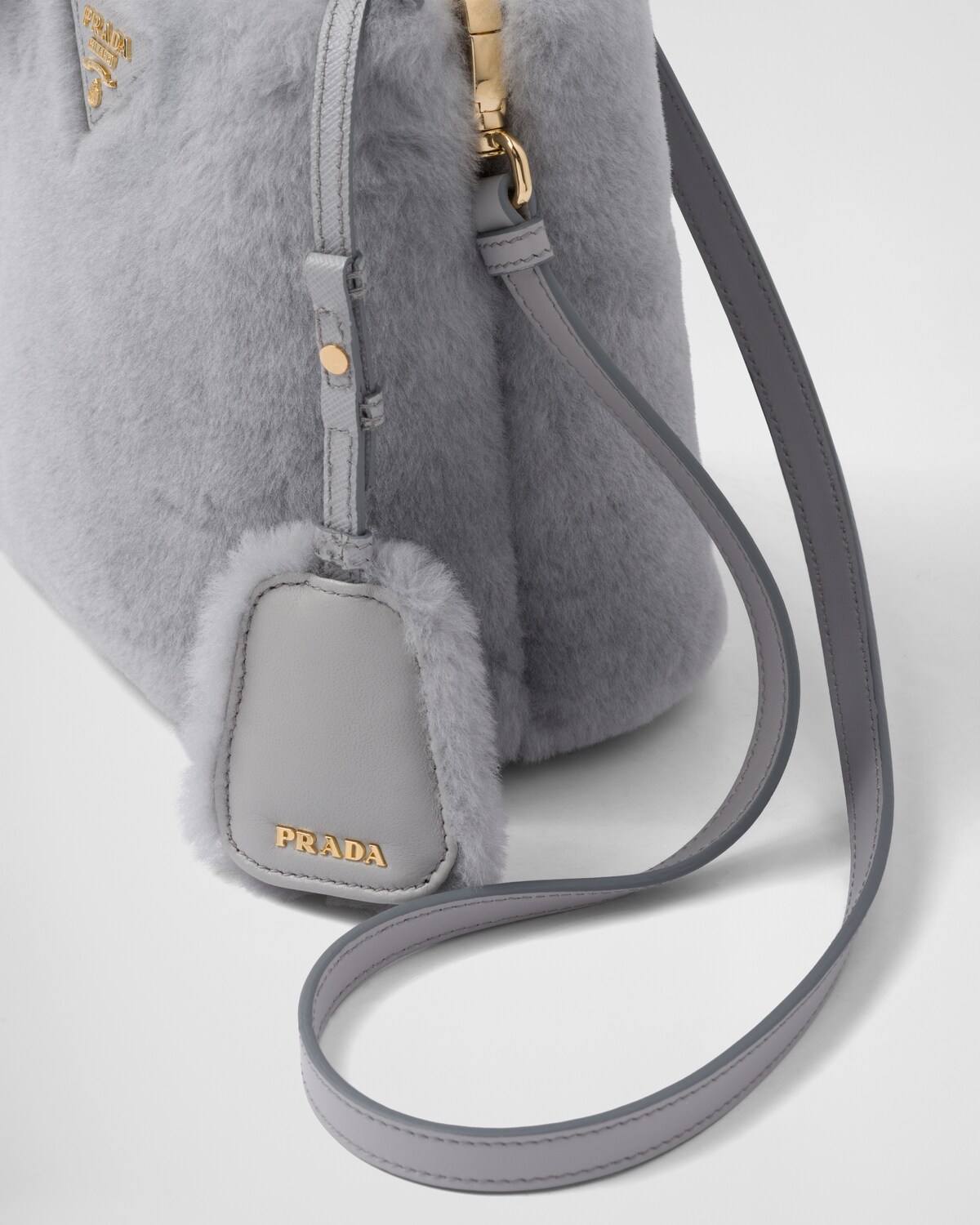 Cornflower Prada Panier Shearling Mini-bag | PRADA