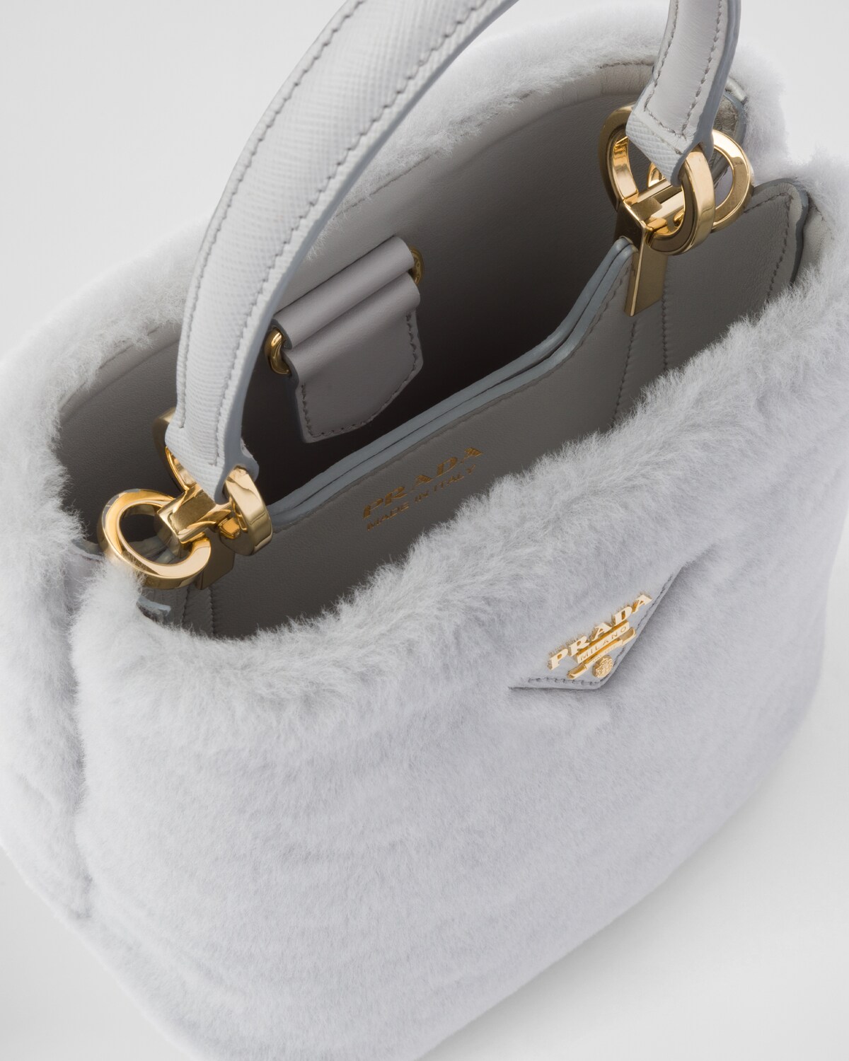 Cornflower Prada Panier Shearling Mini-bag | PRADA