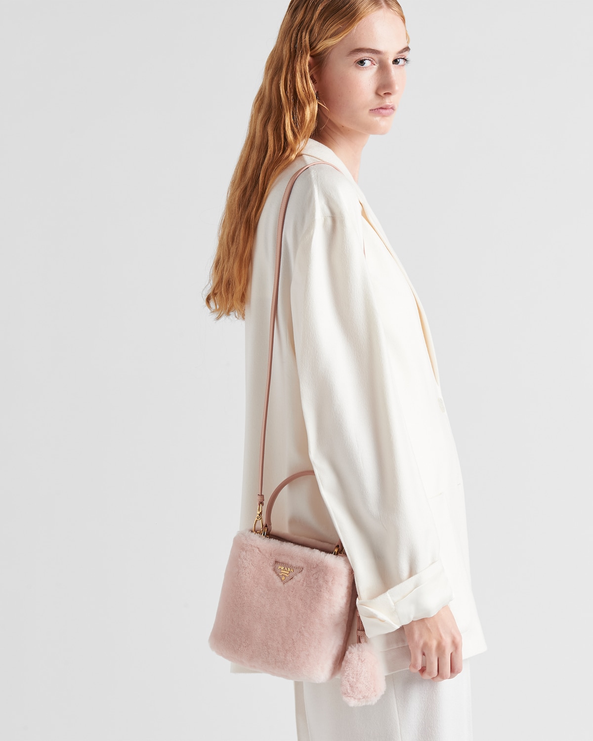 Orchid Pink Prada Panier Shearling Mini-bag | PRADA