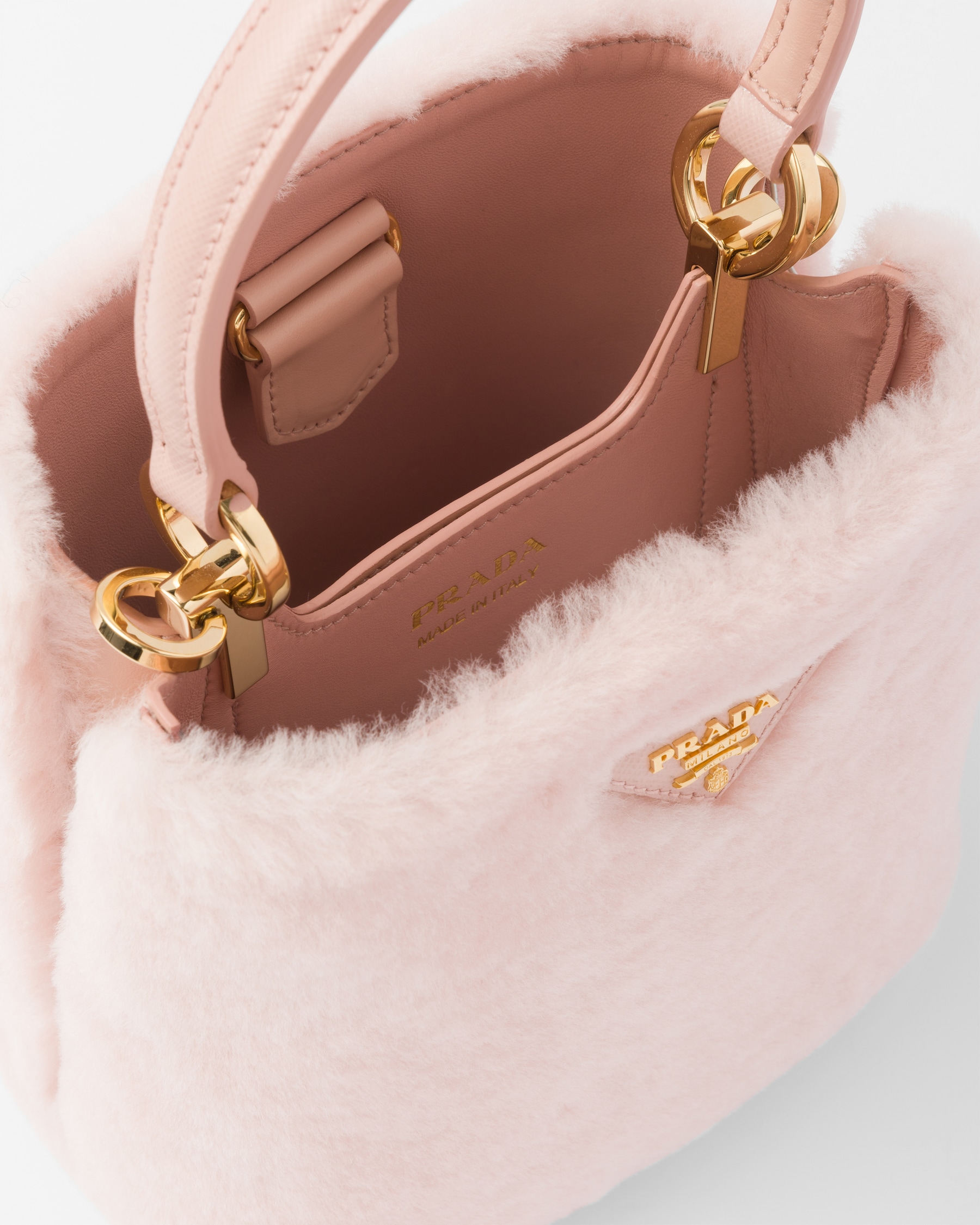 Orchid Pink Prada Panier Shearling Mini-bag | PRADA