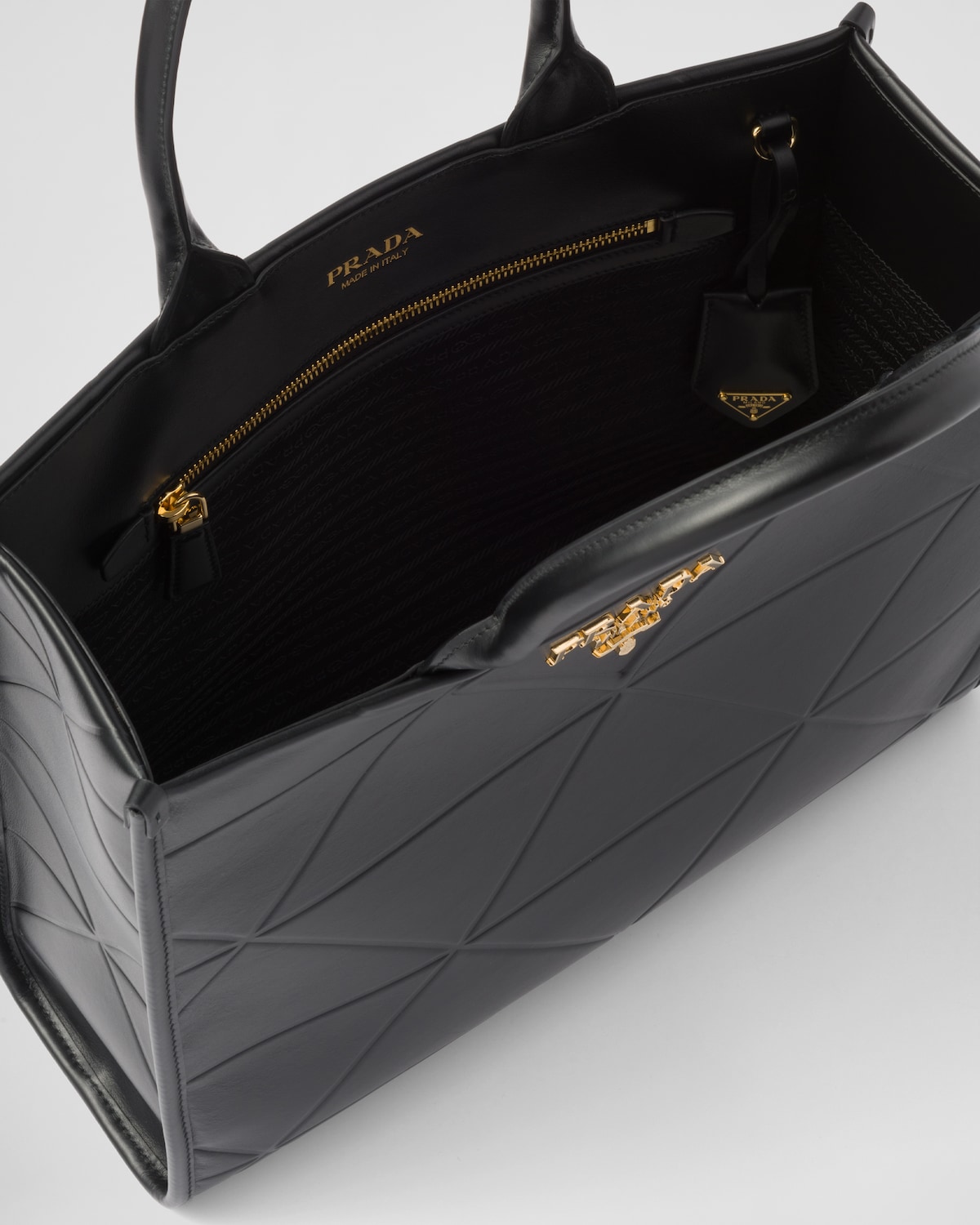 Black Medium Leather Prada Symbole Bag With Topstitching | PRADA