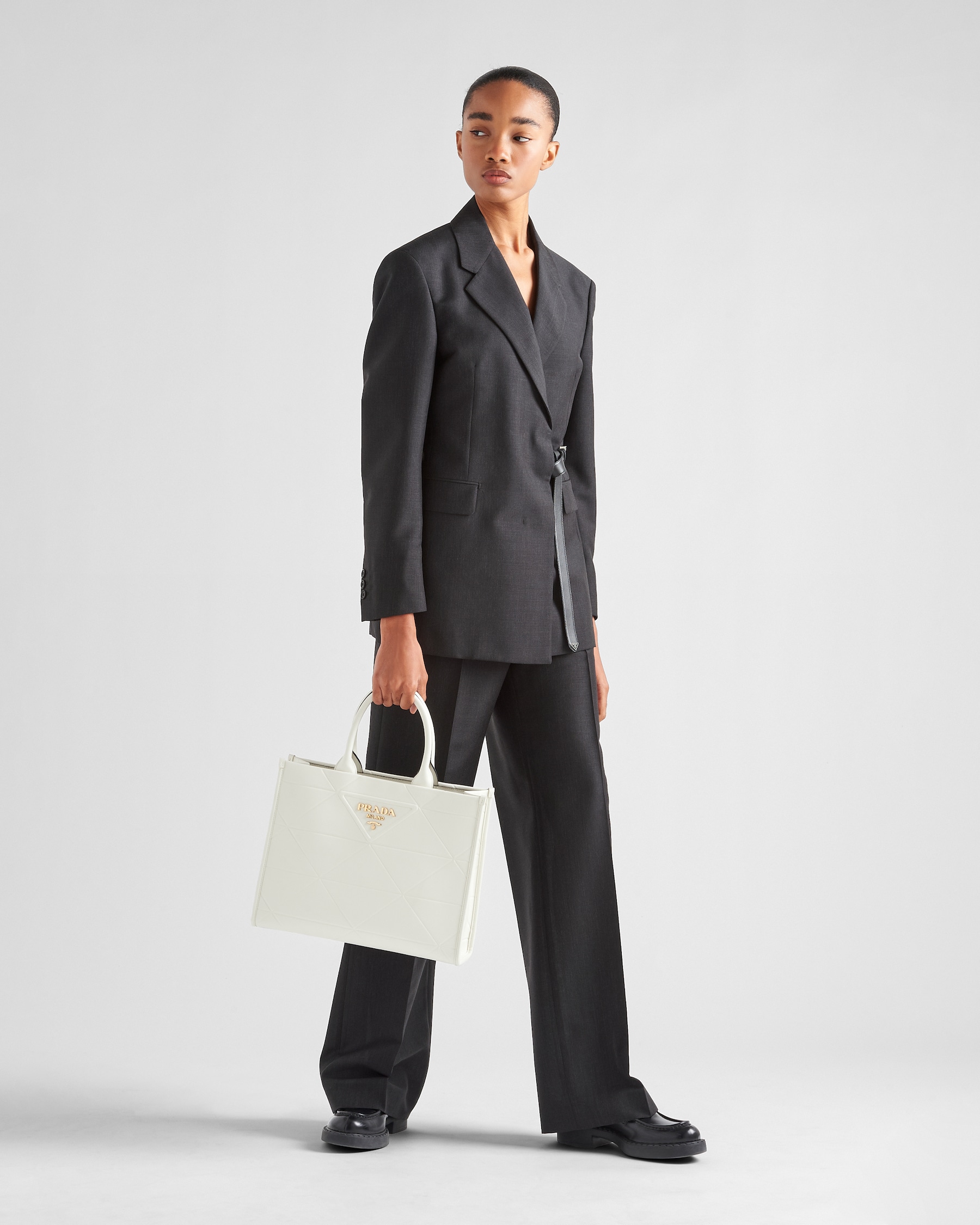 White Medium Leather Prada Symbole Bag With Topstitching | PRADA