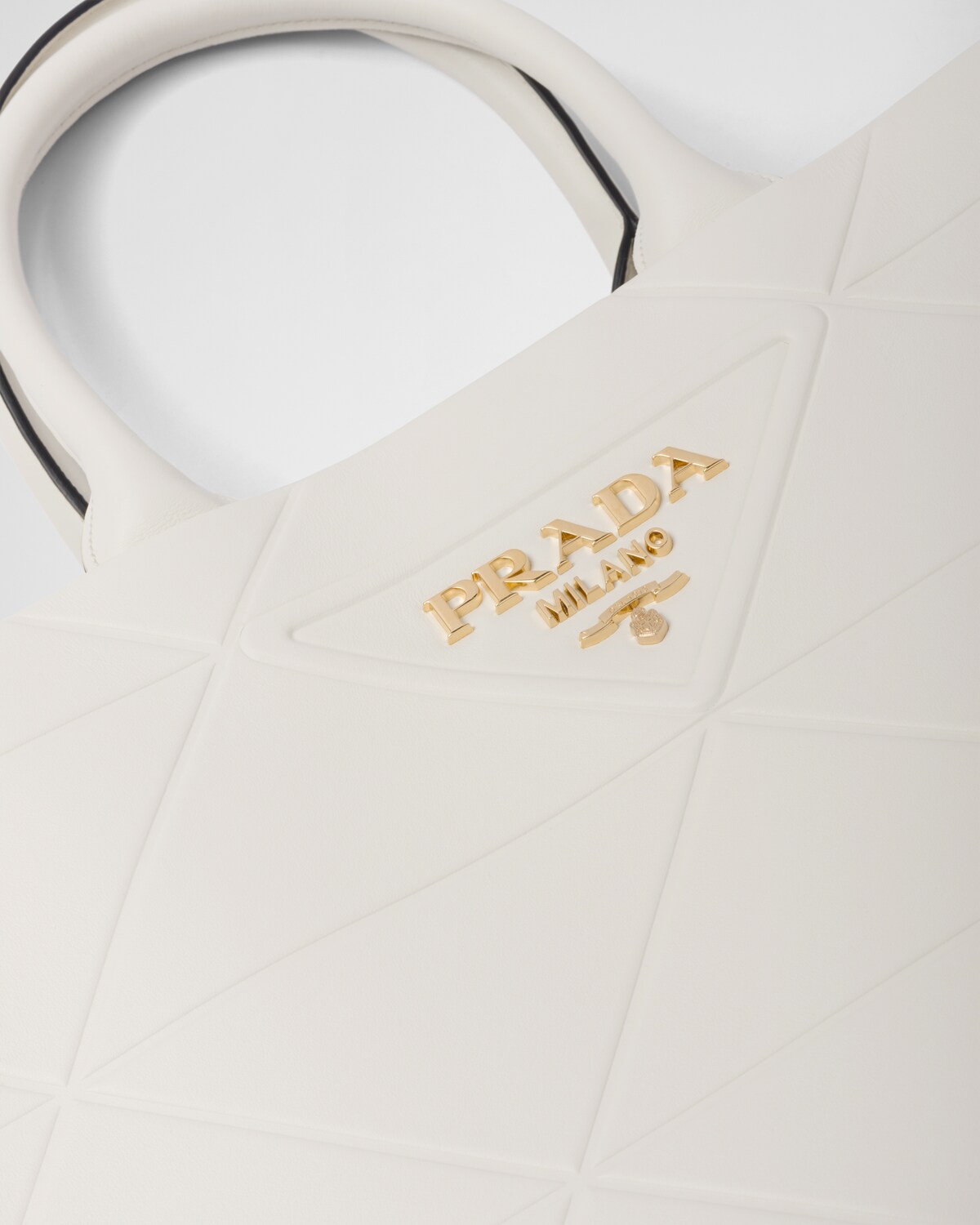 White Medium Leather Prada Symbole Bag With Topstitching | PRADA