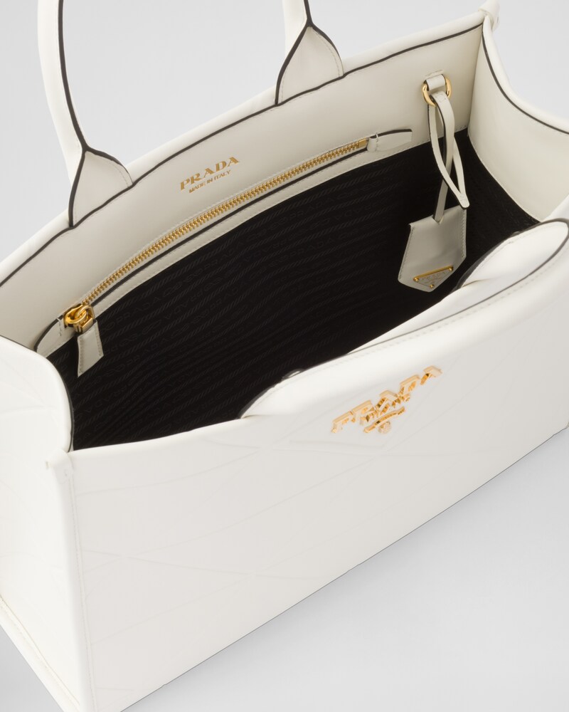 White Medium Leather Prada Symbole Bag With Topstitching | PRADA