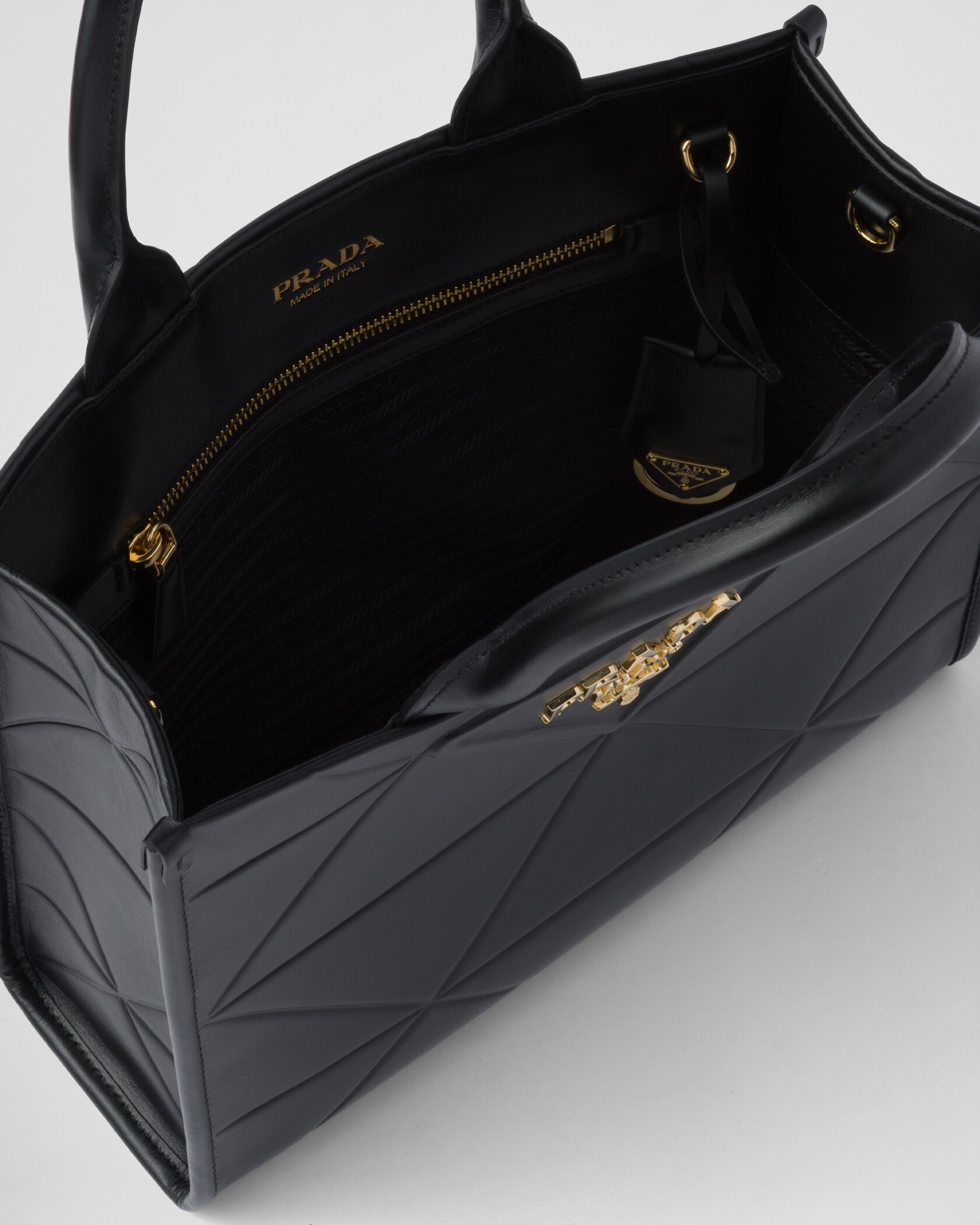 Black Small Leather Prada Symbole Bag With Topstitching | PRADA