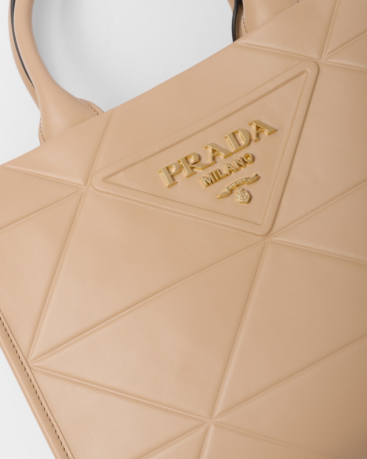 Sand Beige Small Leather Prada Symbole Bag With Topstitching | PRADA