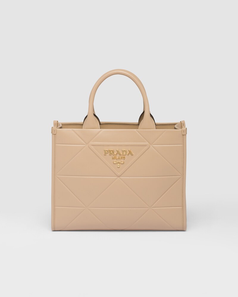Sand Beige Small Leather Prada Symbole Bag With Topstitching | PRADA