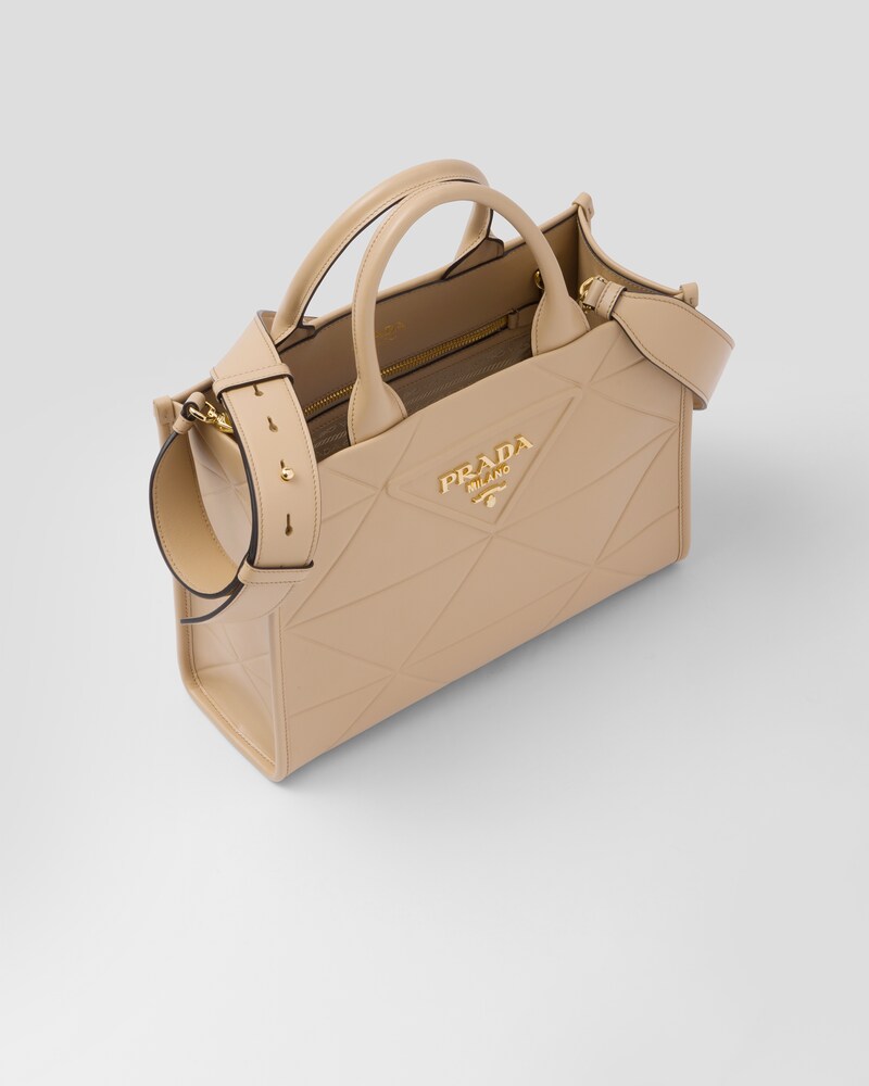 Sand Beige Small Leather Prada Symbole Bag With Topstitching | PRADA