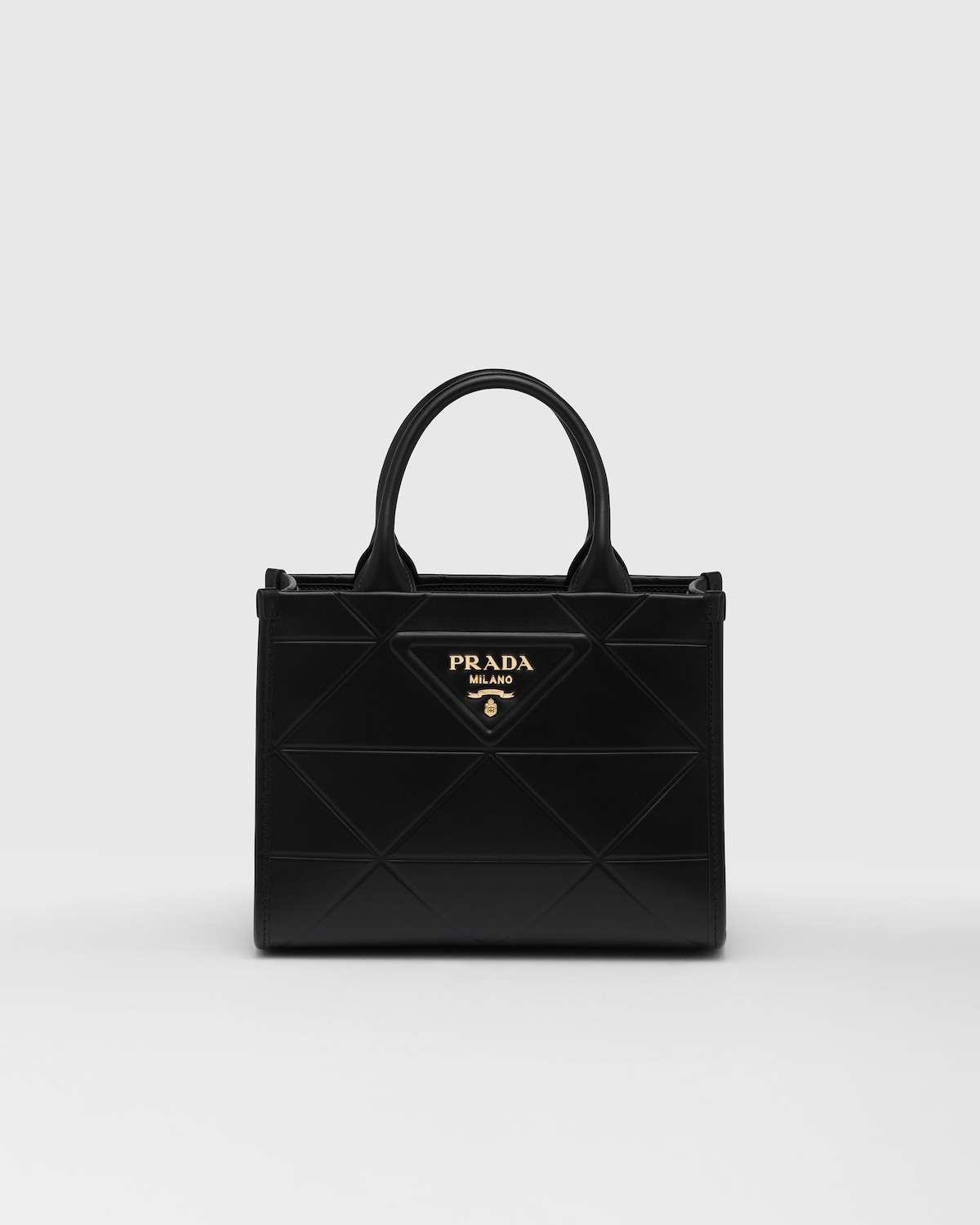 Black Mini Prada Symbole Leather Bag With Stitching | PRADA