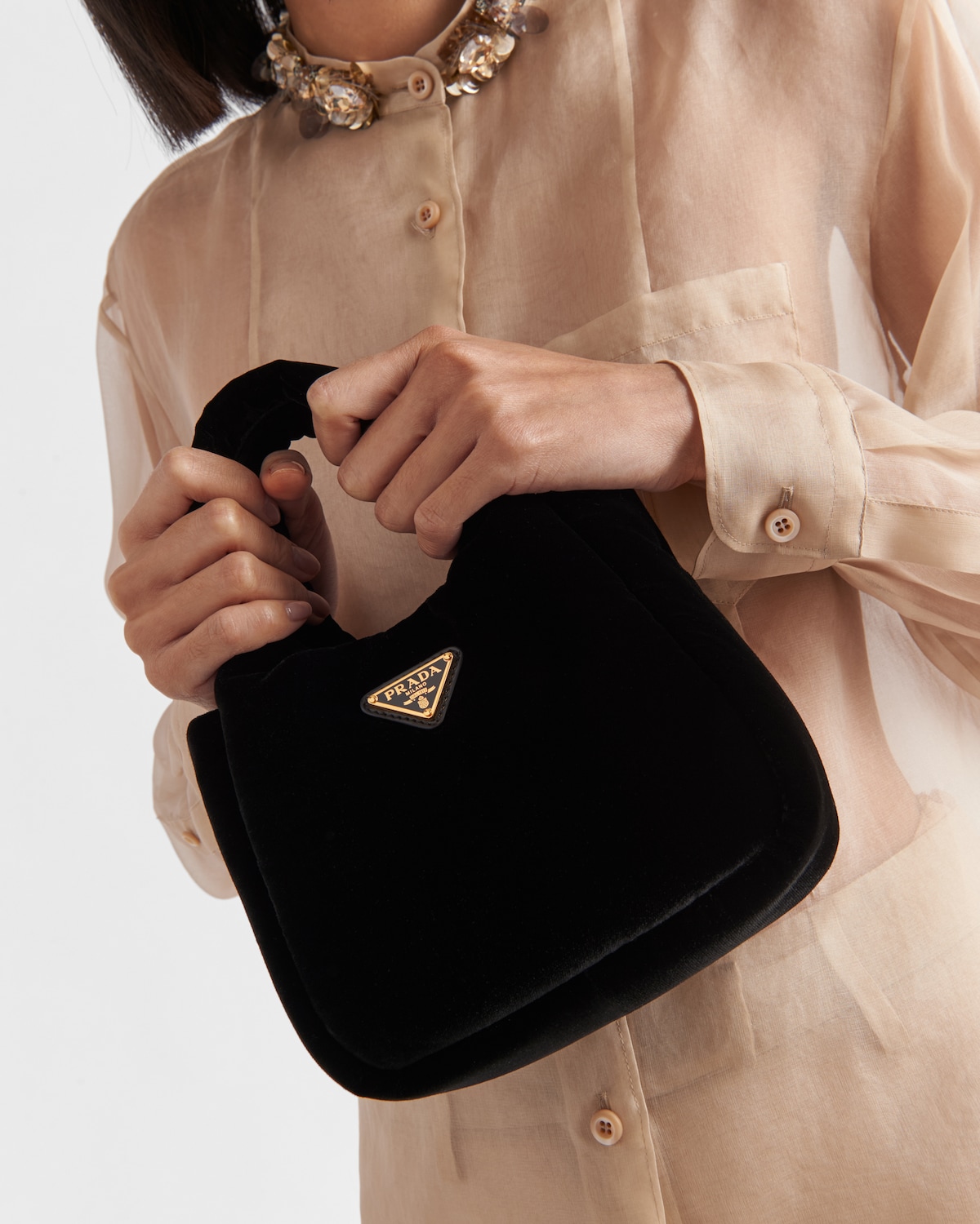 Black Padded Velvet Mini Handbag | PRADA