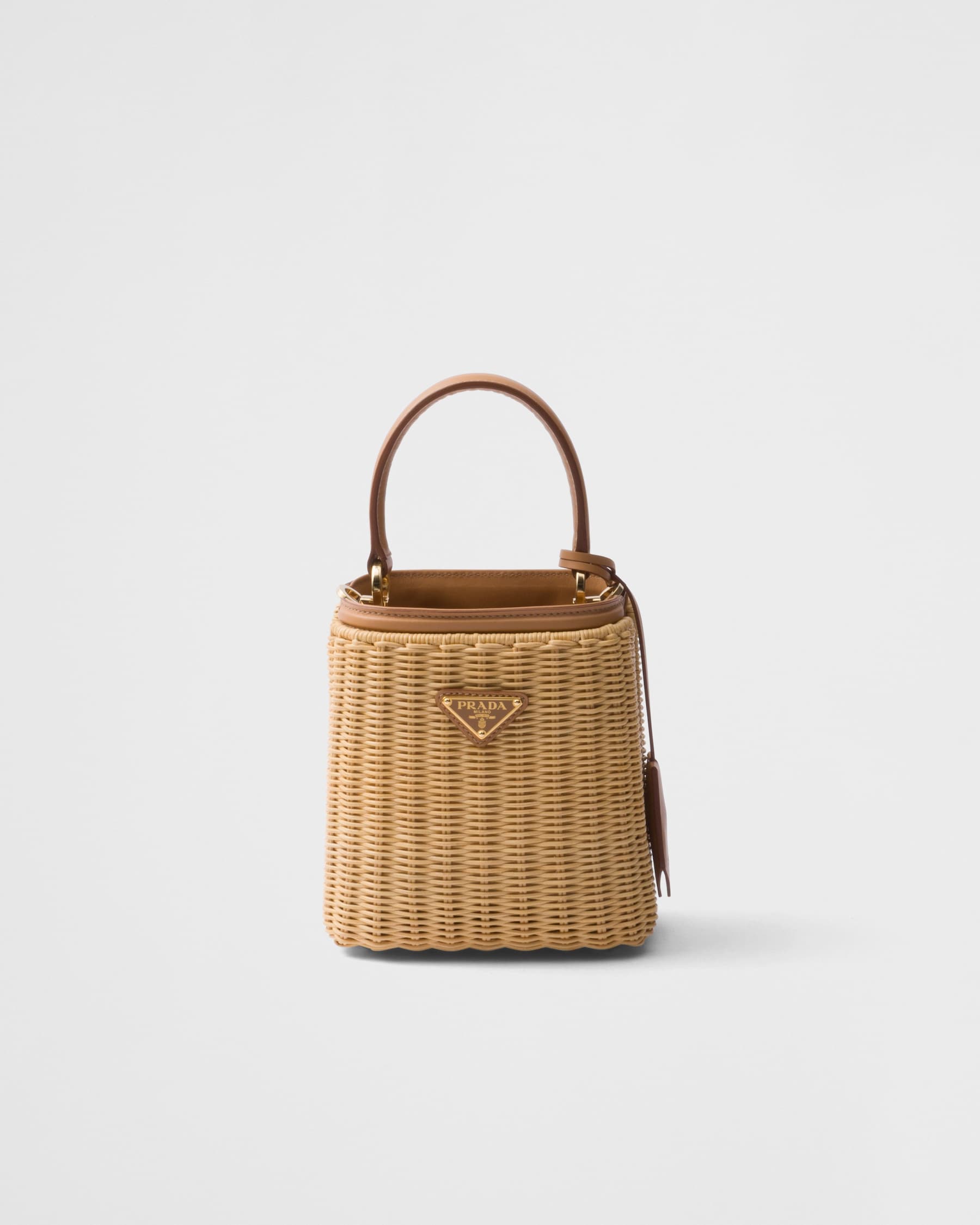 Natural Mini Wicker And Leather Prada Panier Bag | PRADA